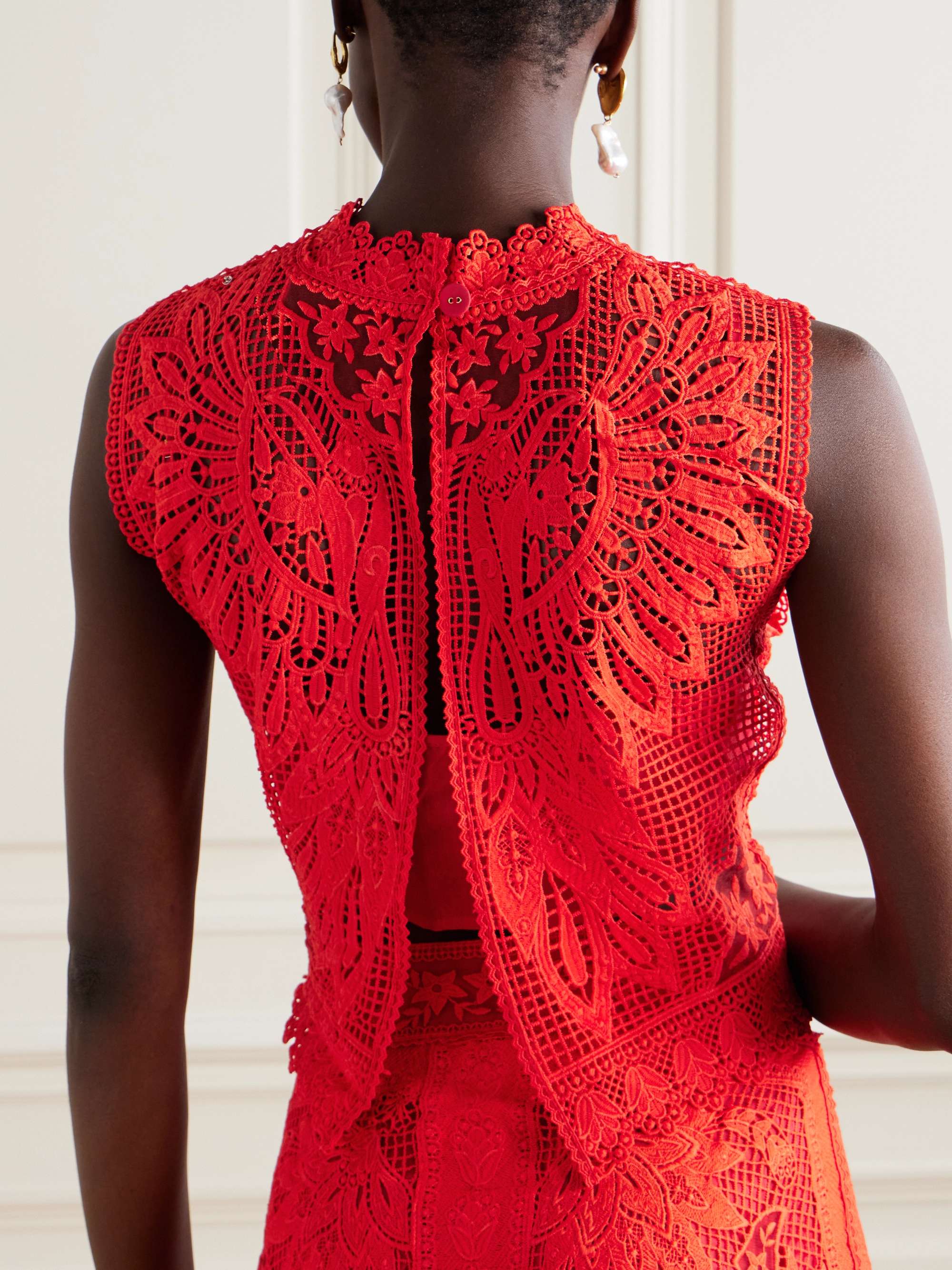 FARM RIO Cropped guipure lace top | NET-A-PORTER