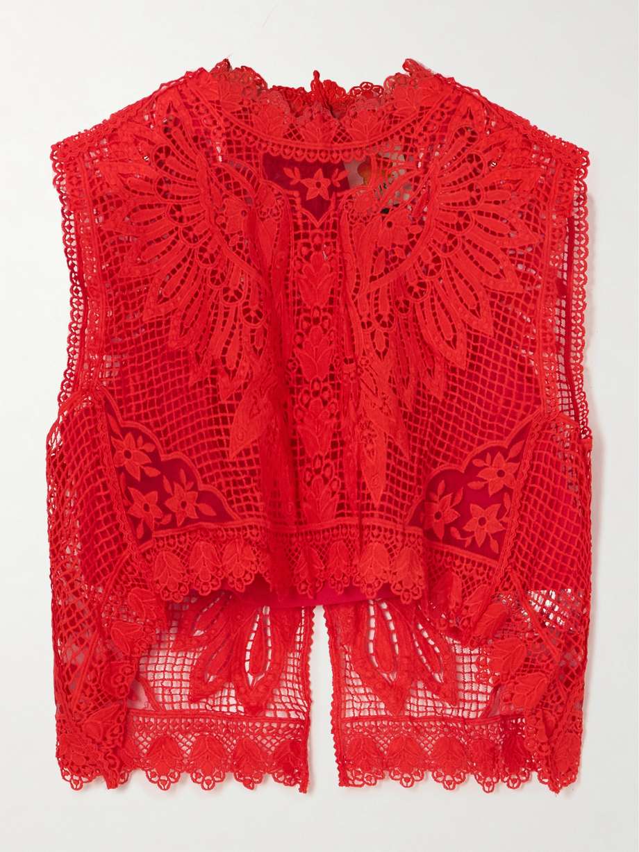 FARM RIO Cropped guipure lace top | NET-A-PORTER