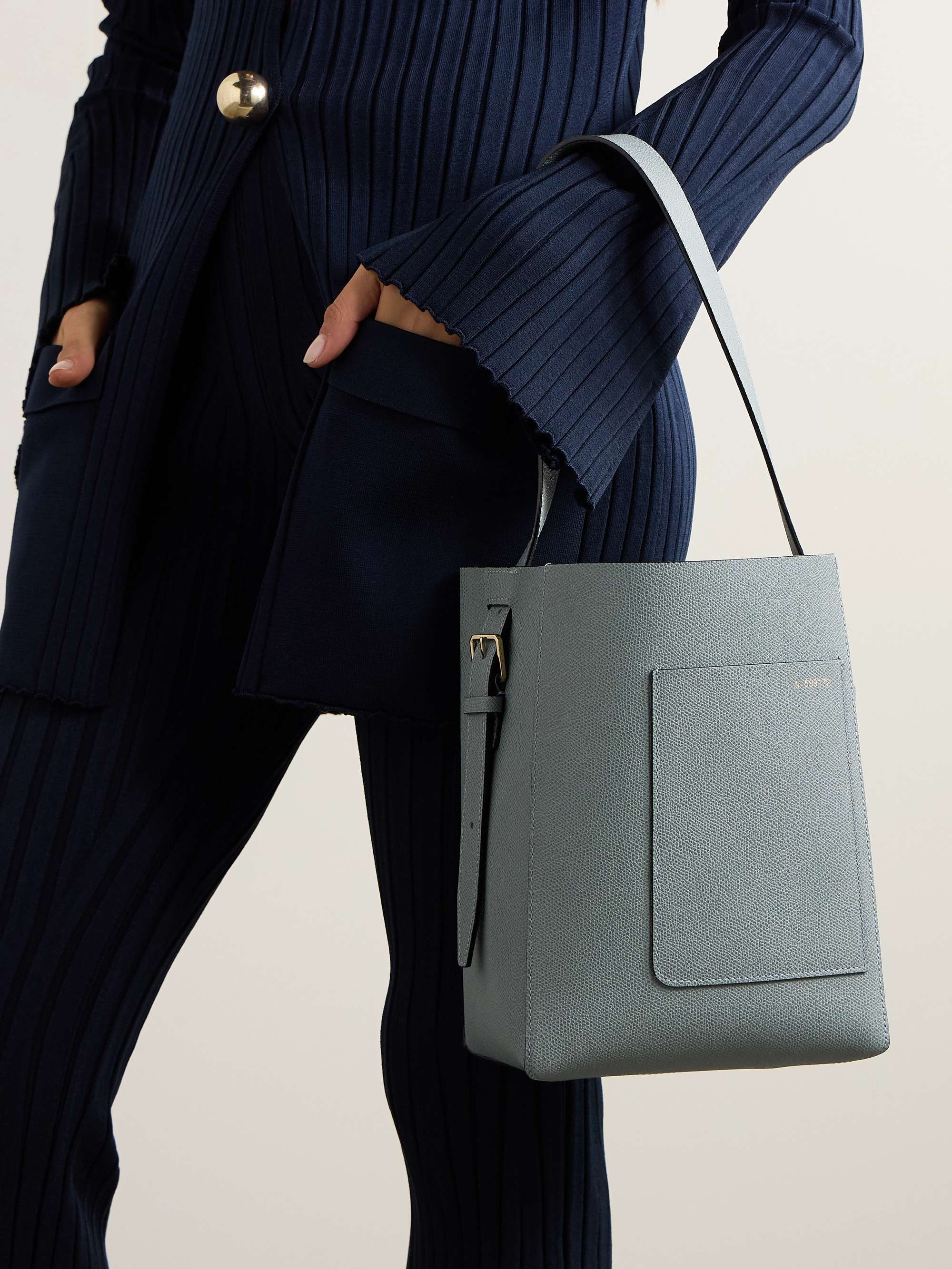 VALEXTRA Small textured-leather bucket bag | NET-A-PORTER