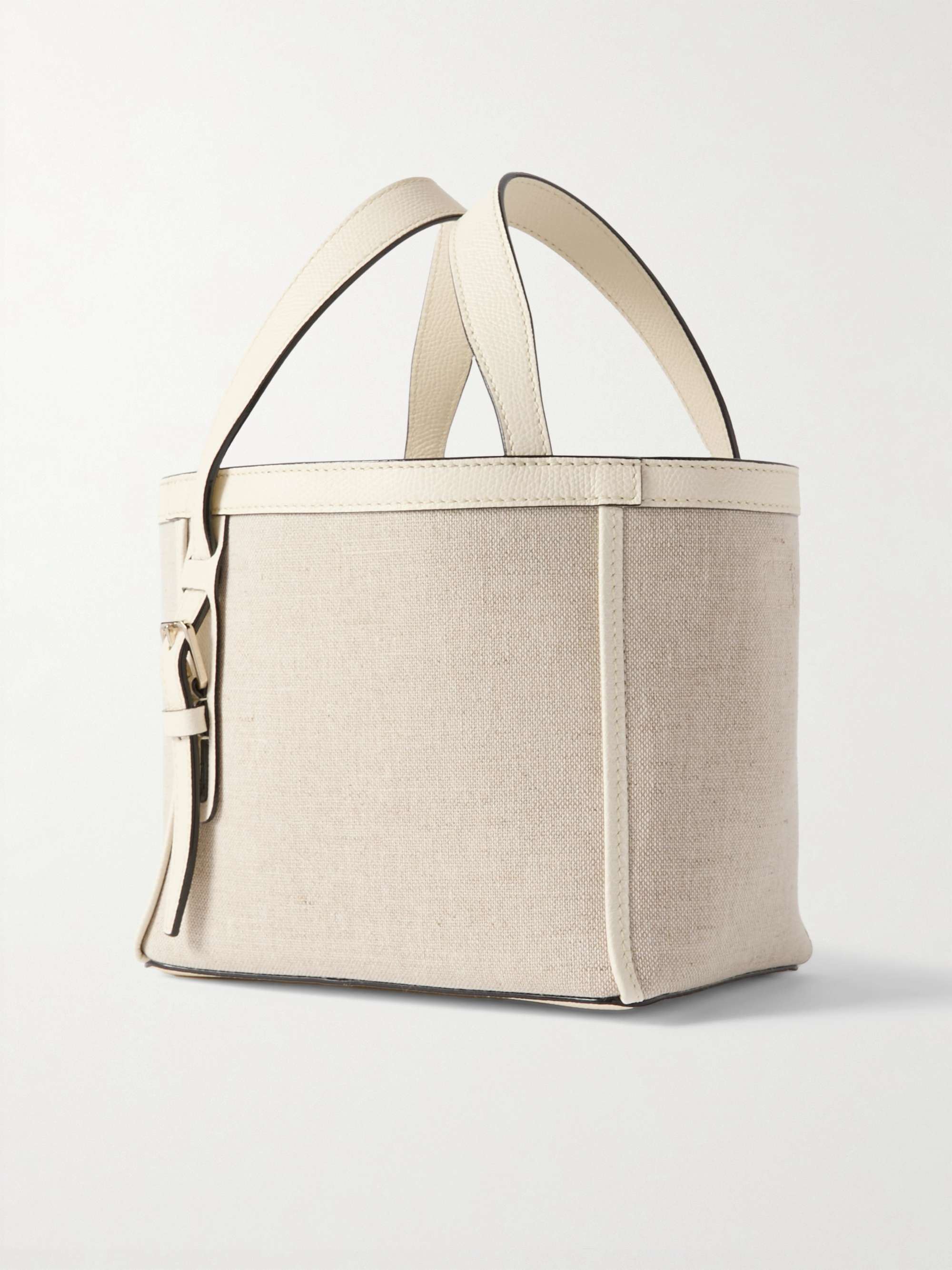 VALEXTRA Mini textured leather-trimmed canvas shoulder bag | NET-A-PORTER