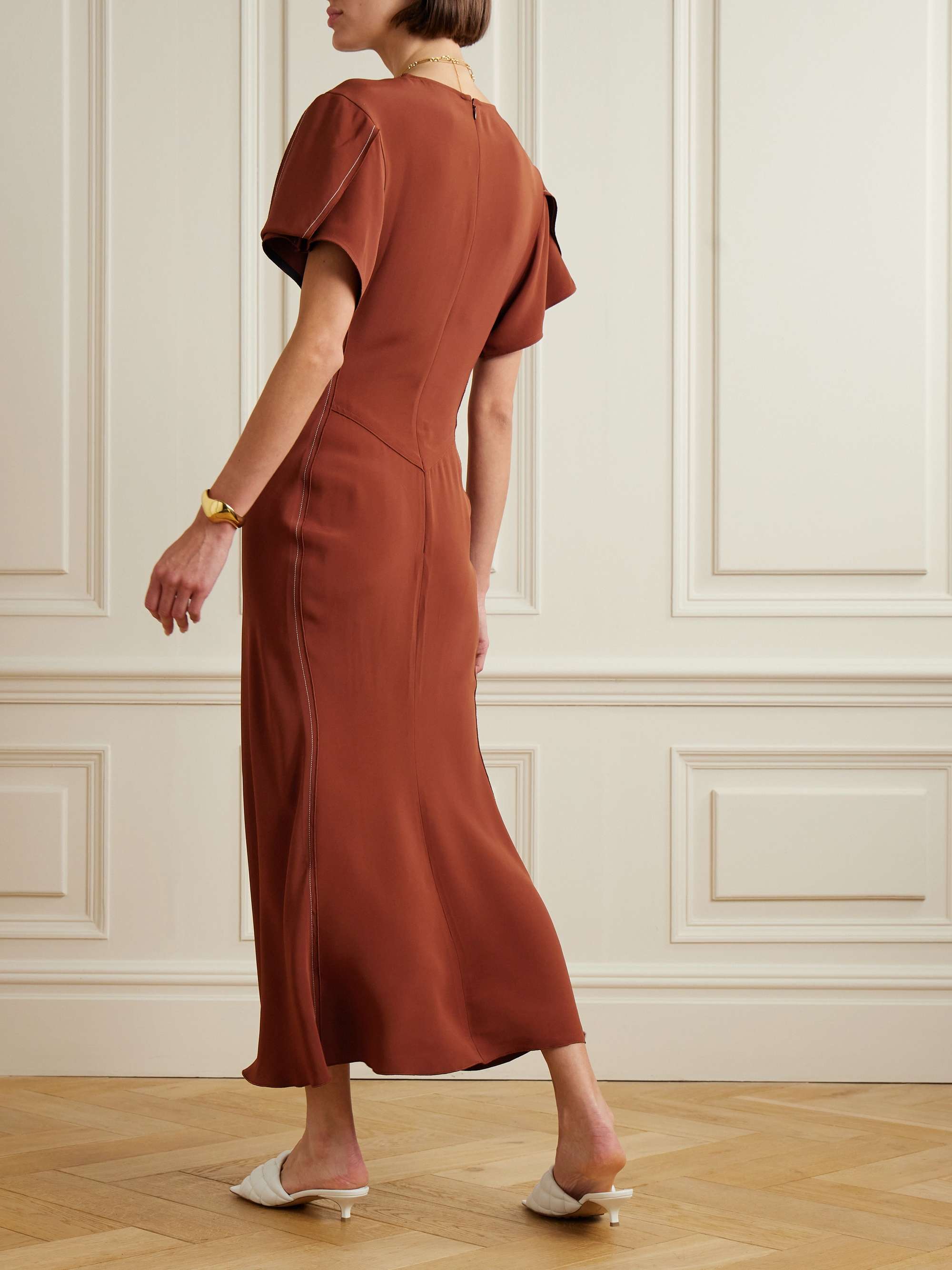 VICTORIA BECKHAM Gathered jersey midi dress | NET-A-PORTER