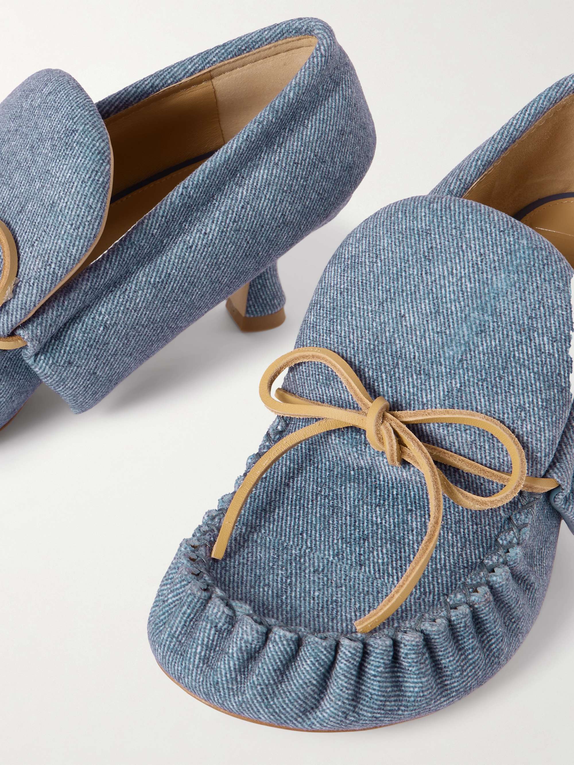 JW ANDERSON Babush bow-detailed denim pumps | NET-A-PORTER