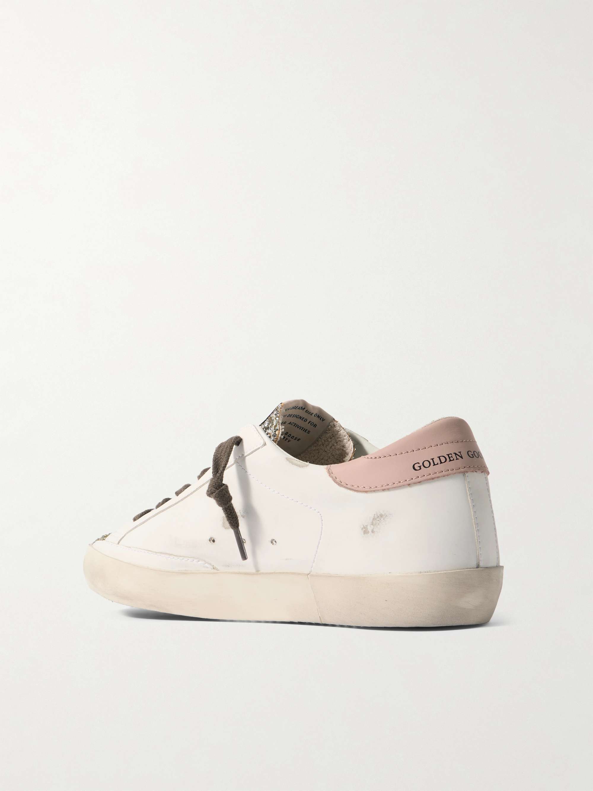 GOLDEN GOOSE Super-Star distressed suede-trimmed glittered leather ...
