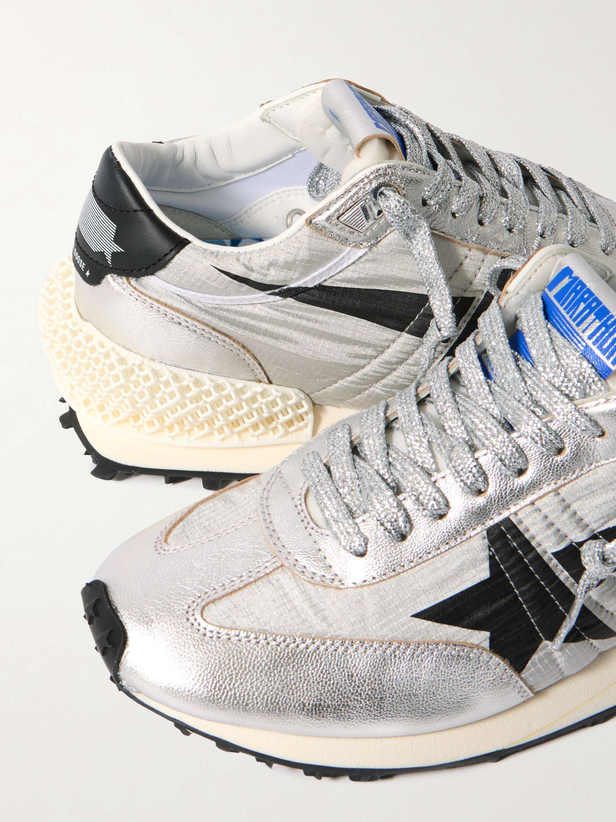 GOLDEN GOOSE Running Marathon metallic rubber and leather-trimmed ...