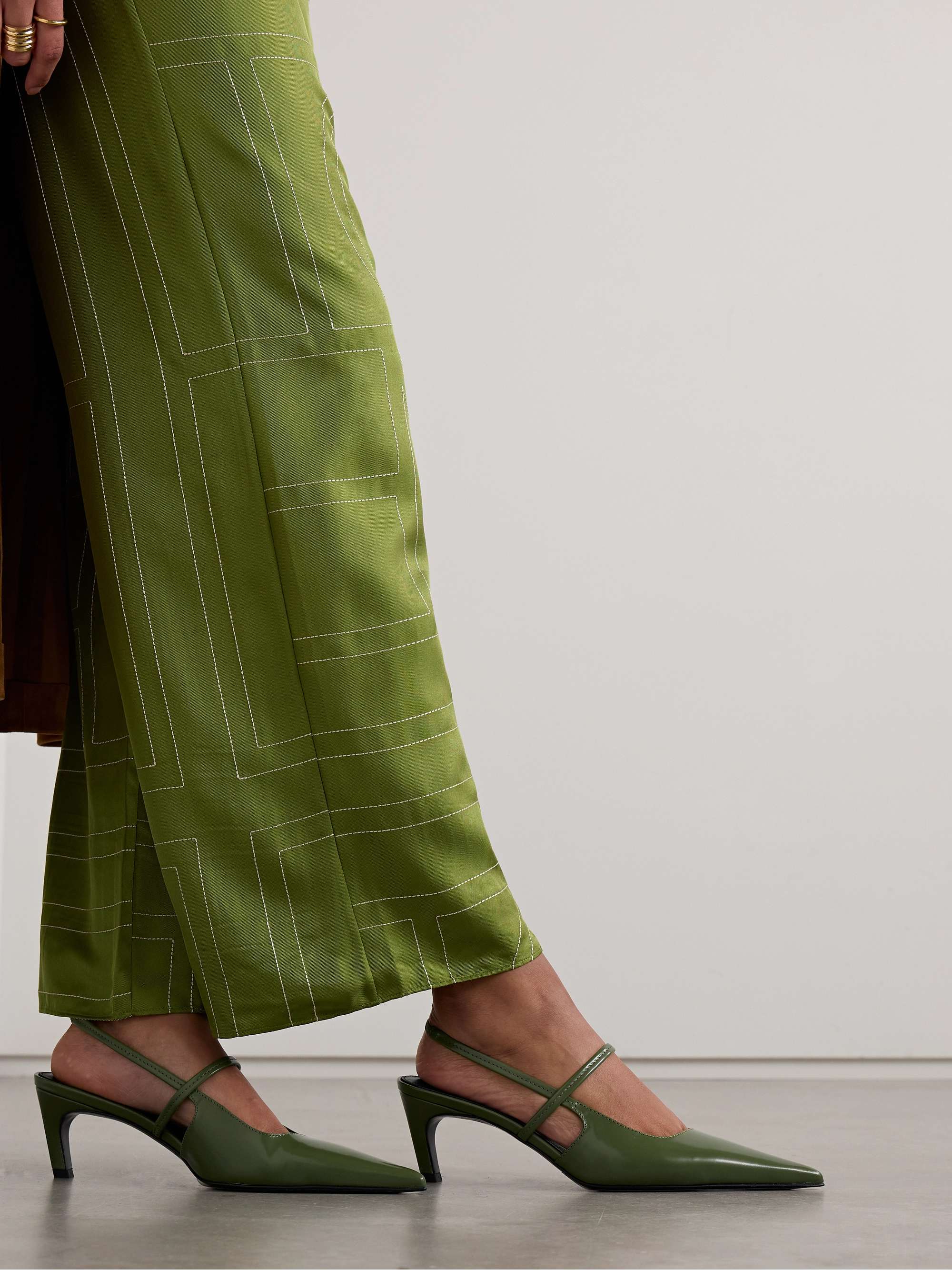 TOTEME The Sharp cutout glossed-leather slingback pumps | NET-A-PORTER