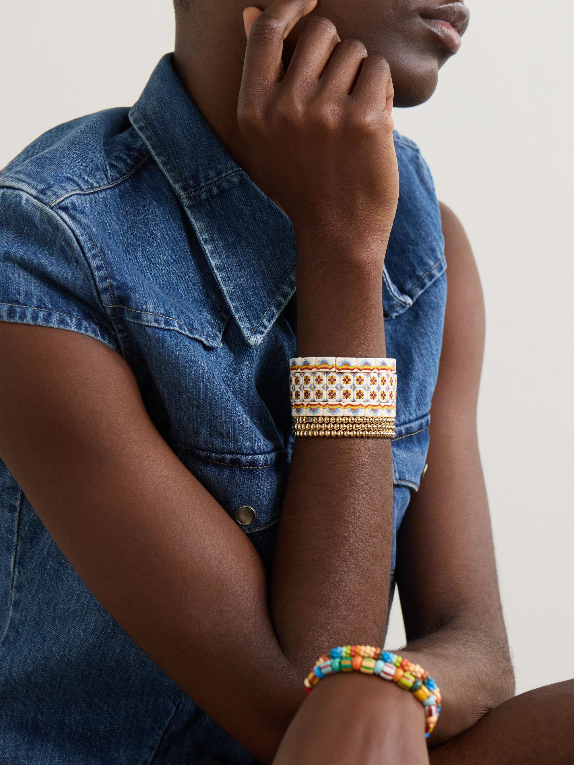 ROXANNE ASSOULIN Terrazzo La Campania set of three gold-tone and enamel ...