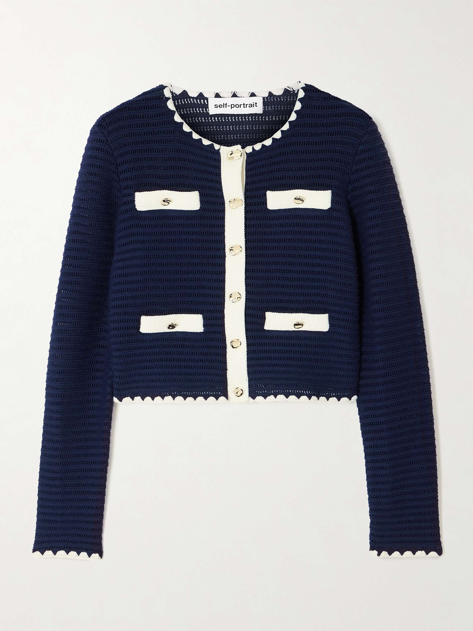 SELF-PORTRAIT Cropped crocheted cardigan | NET-A-PORTER