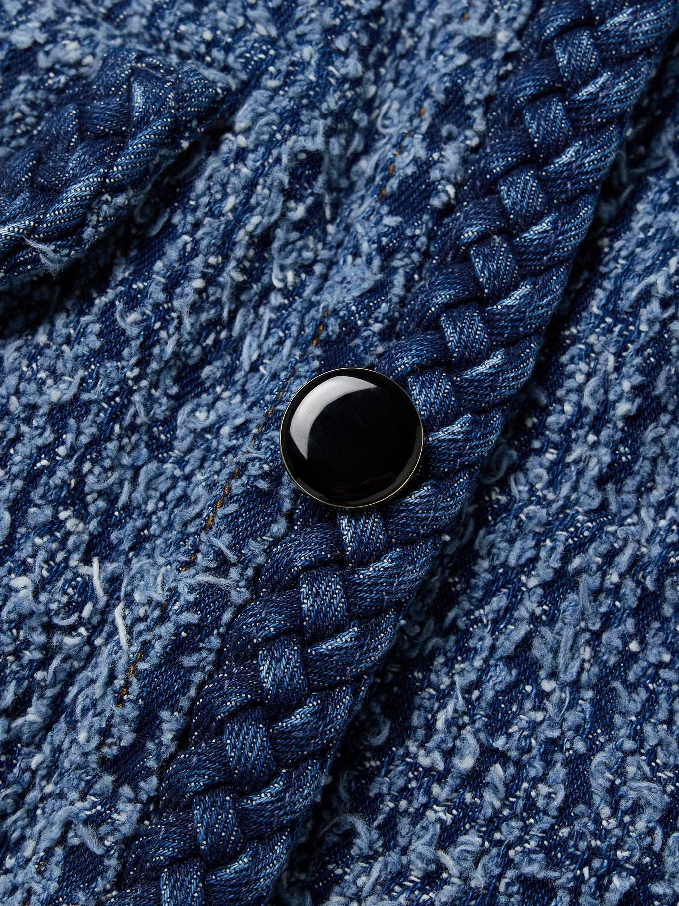 SELF-PORTRAIT Braided-trimmed denim-tweed mini dress | NET-A-PORTER