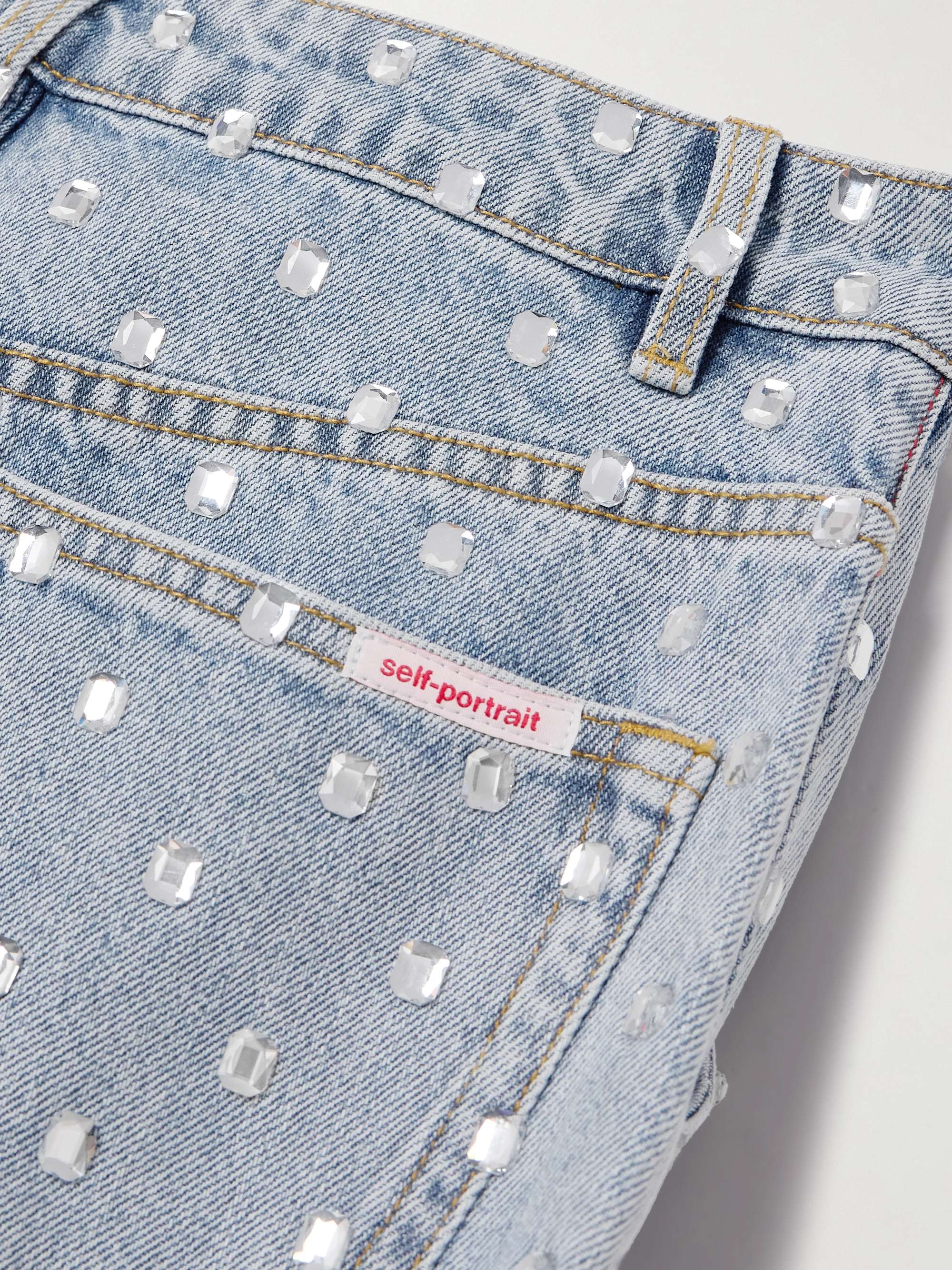 SELF-PORTRAIT Crystal-embellished high-rise wide-leg jeans | NET-A-PORTER