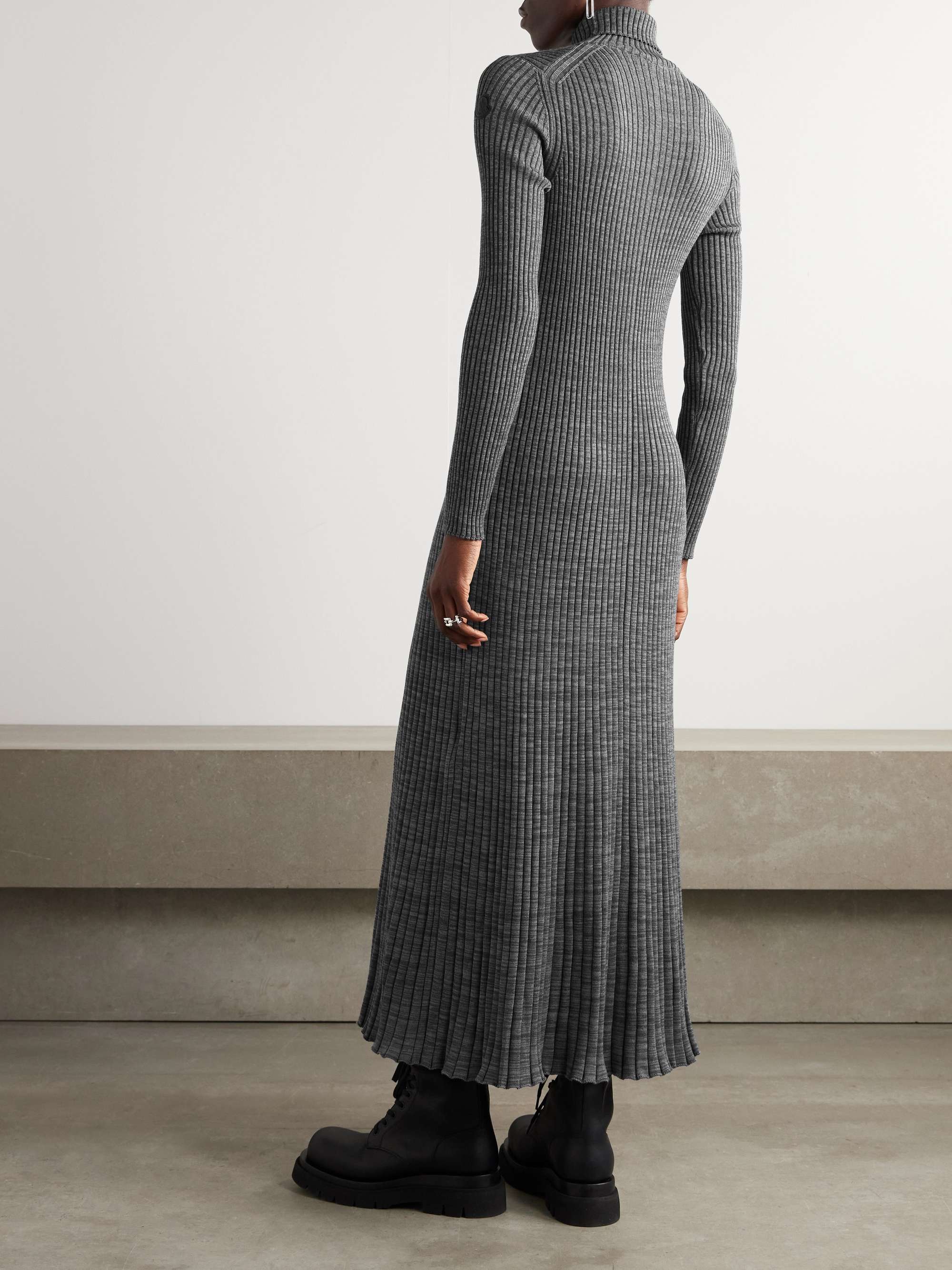MONCLER Ribbed wool turleneck midi dress | NET-A-PORTER