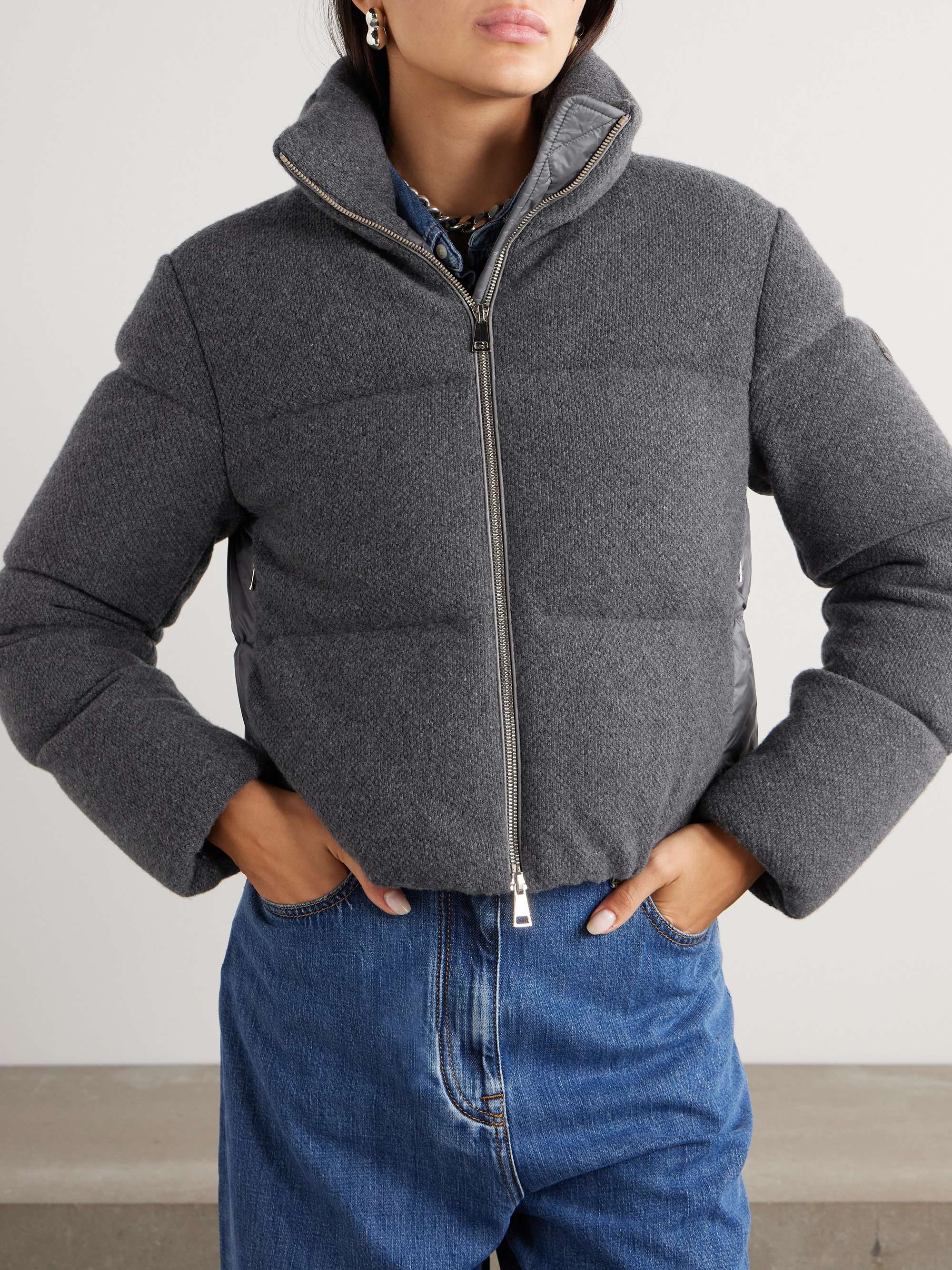 MONCLER Breze appliquéd quilted flannel down jacket | NET-A-PORTER