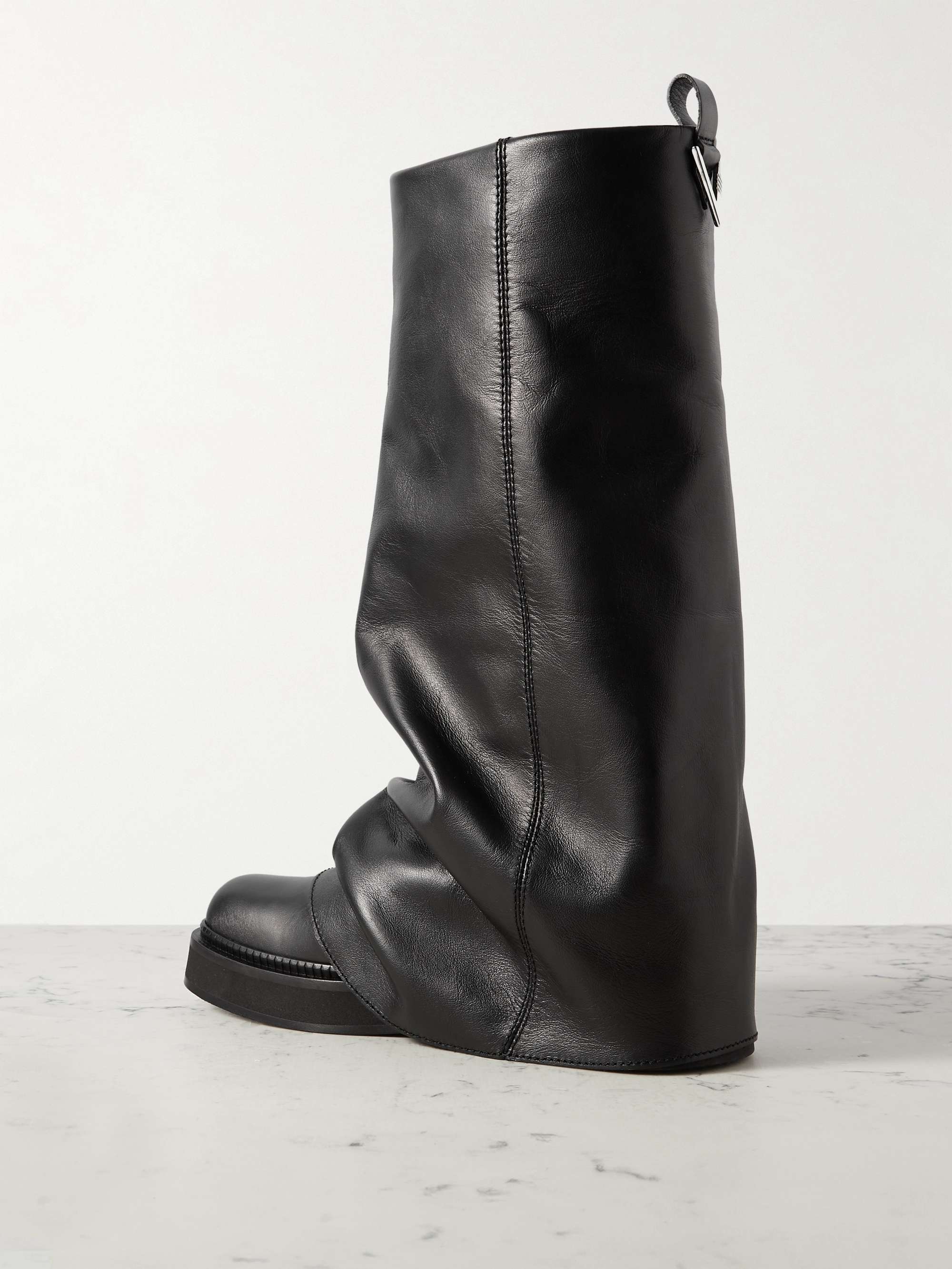 THE ATTICO Robin layered leather knee boots | NET-A-PORTER
