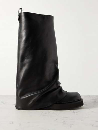 THE ATTICO Robin layered leather knee boots | NET-A-PORTER