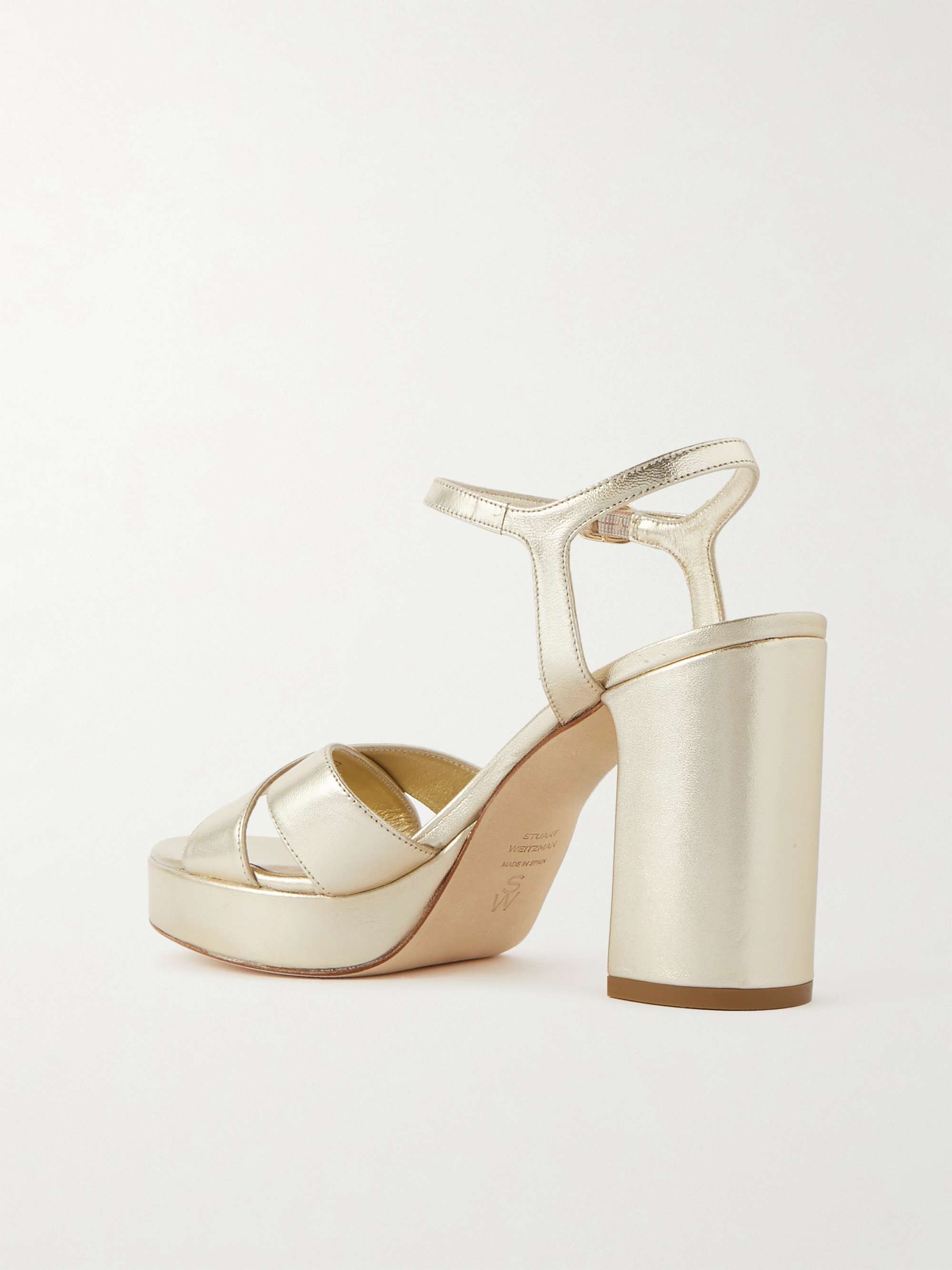 STUART WEITZMAN Dayna metallic leather platform sandals | NET-A-PORTER