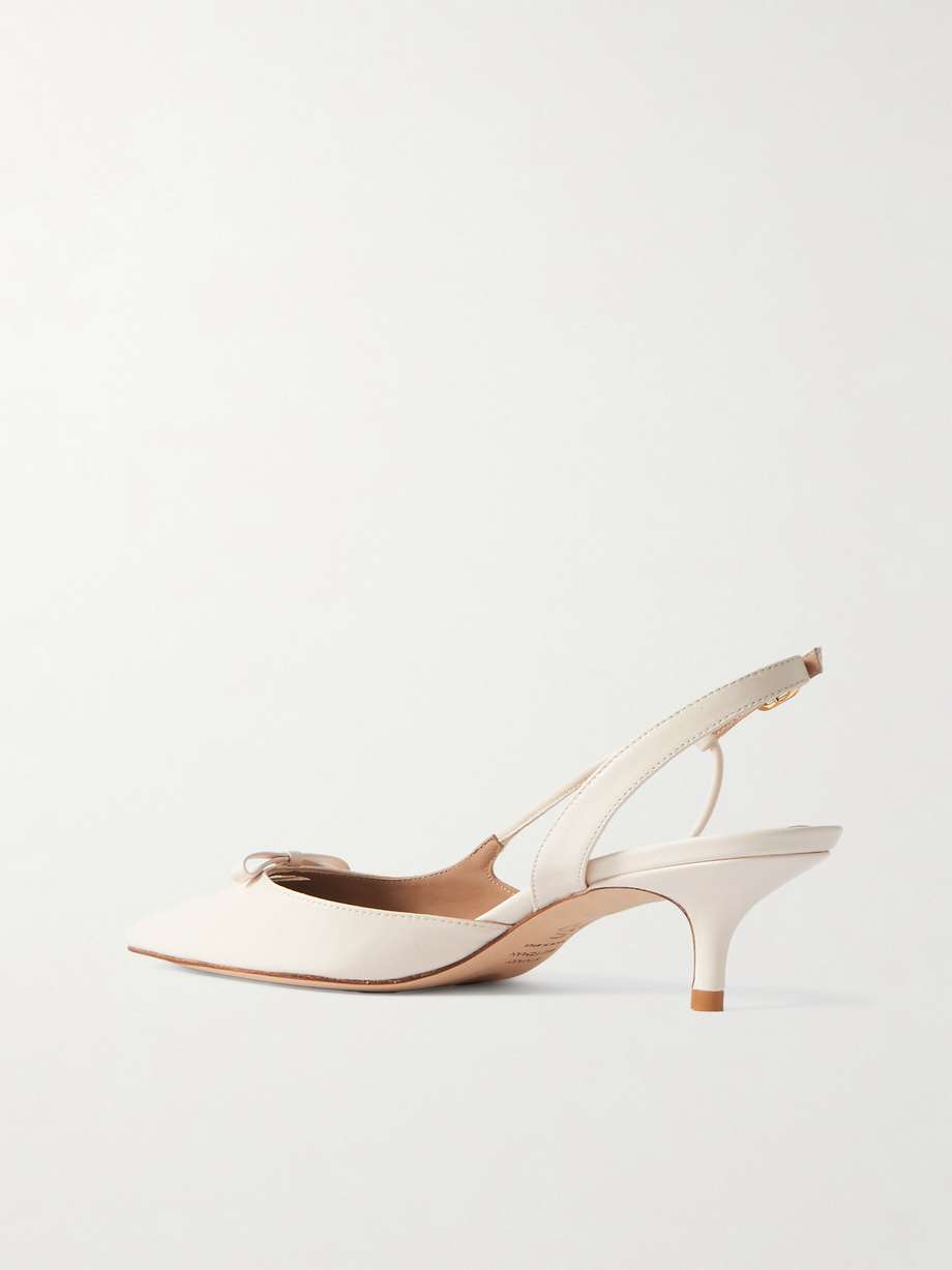 STUART WEITZMAN Tully bow-detailed leather point-toe slingback pumps ...