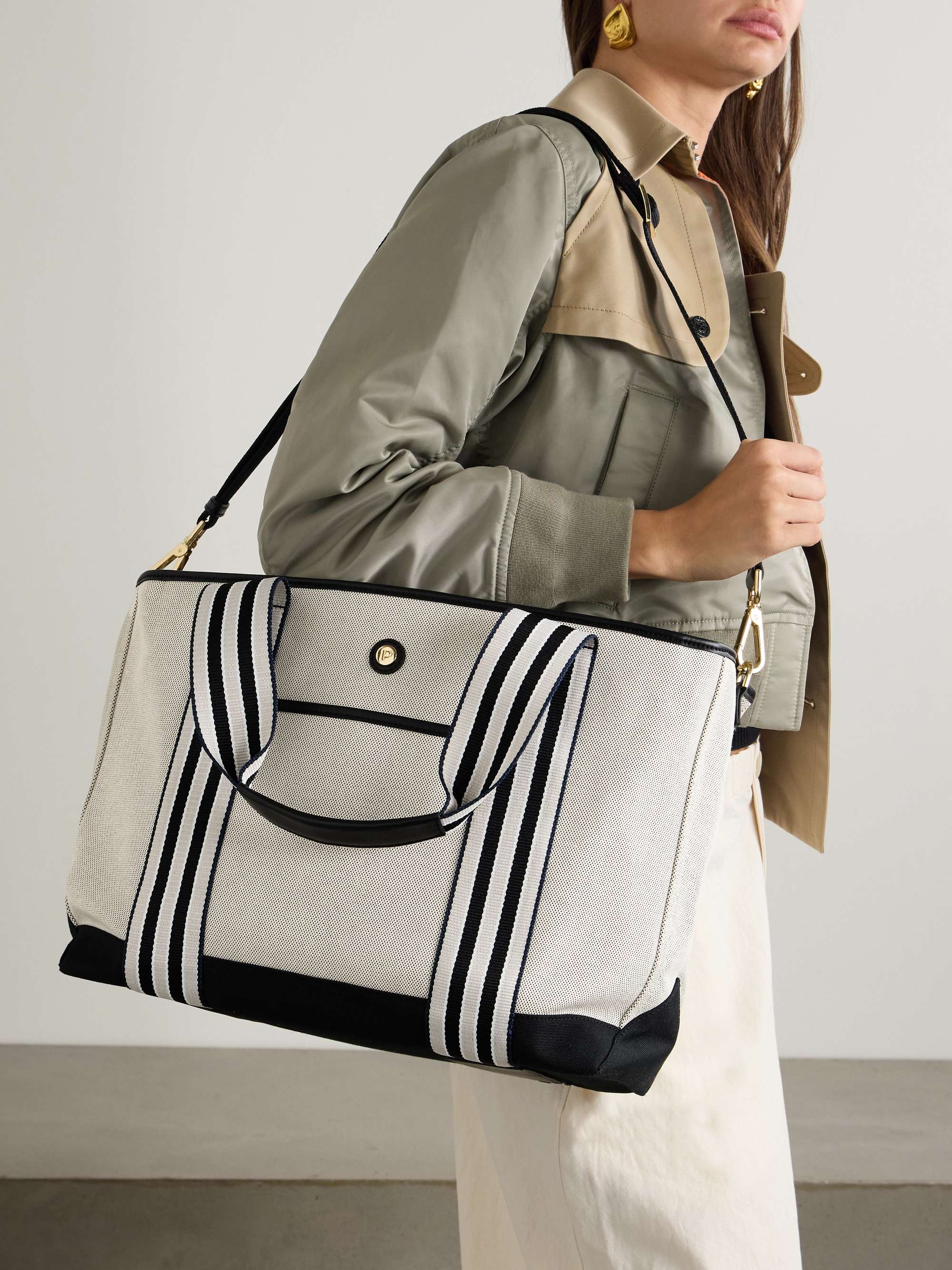 PARAVEL Cabana medium vegan leather-trimmed recycled-canvas tote | NET ...