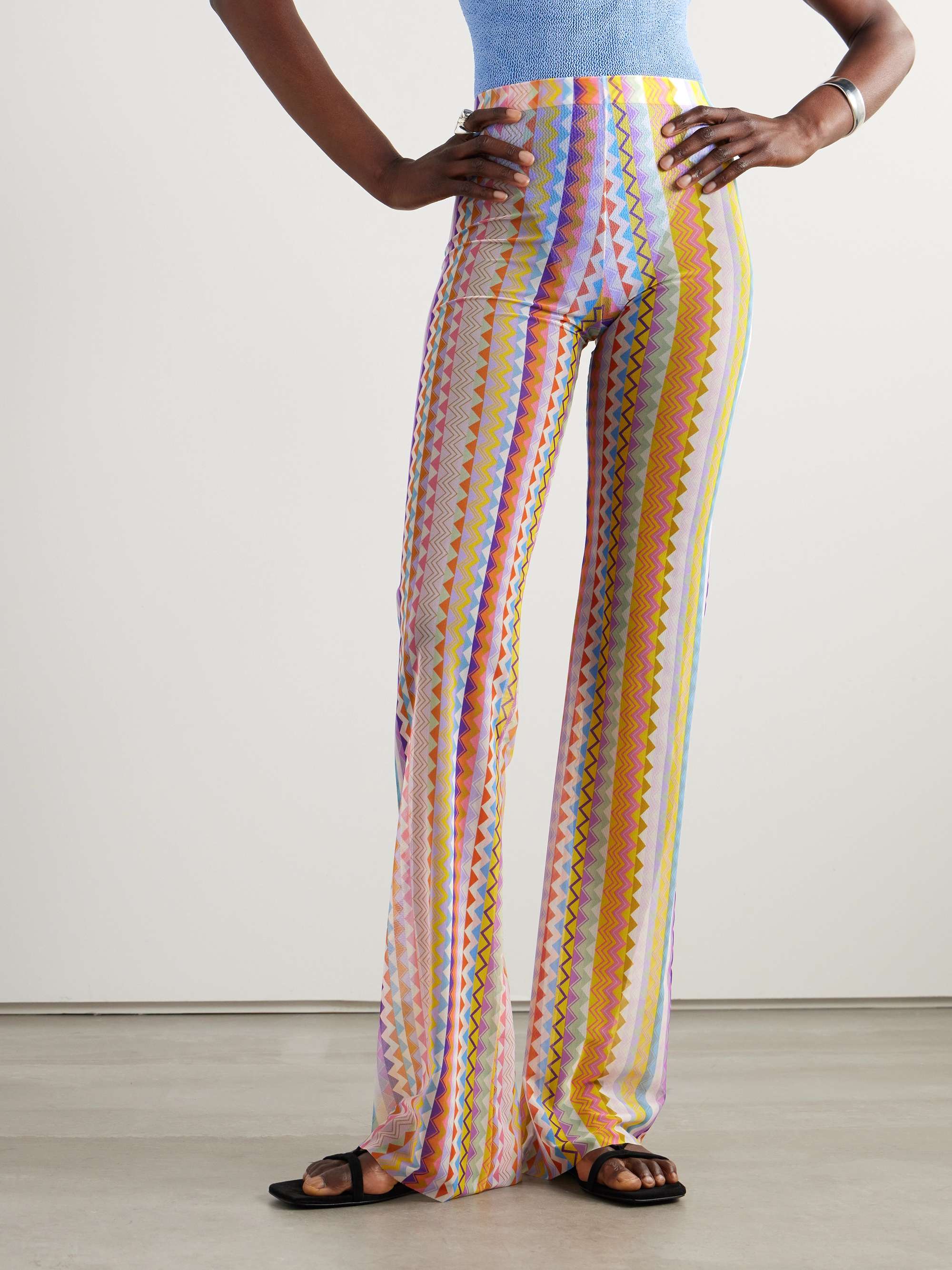 MISSONI Striped printed stretch-tulle straight-leg pants | NET-A-PORTER