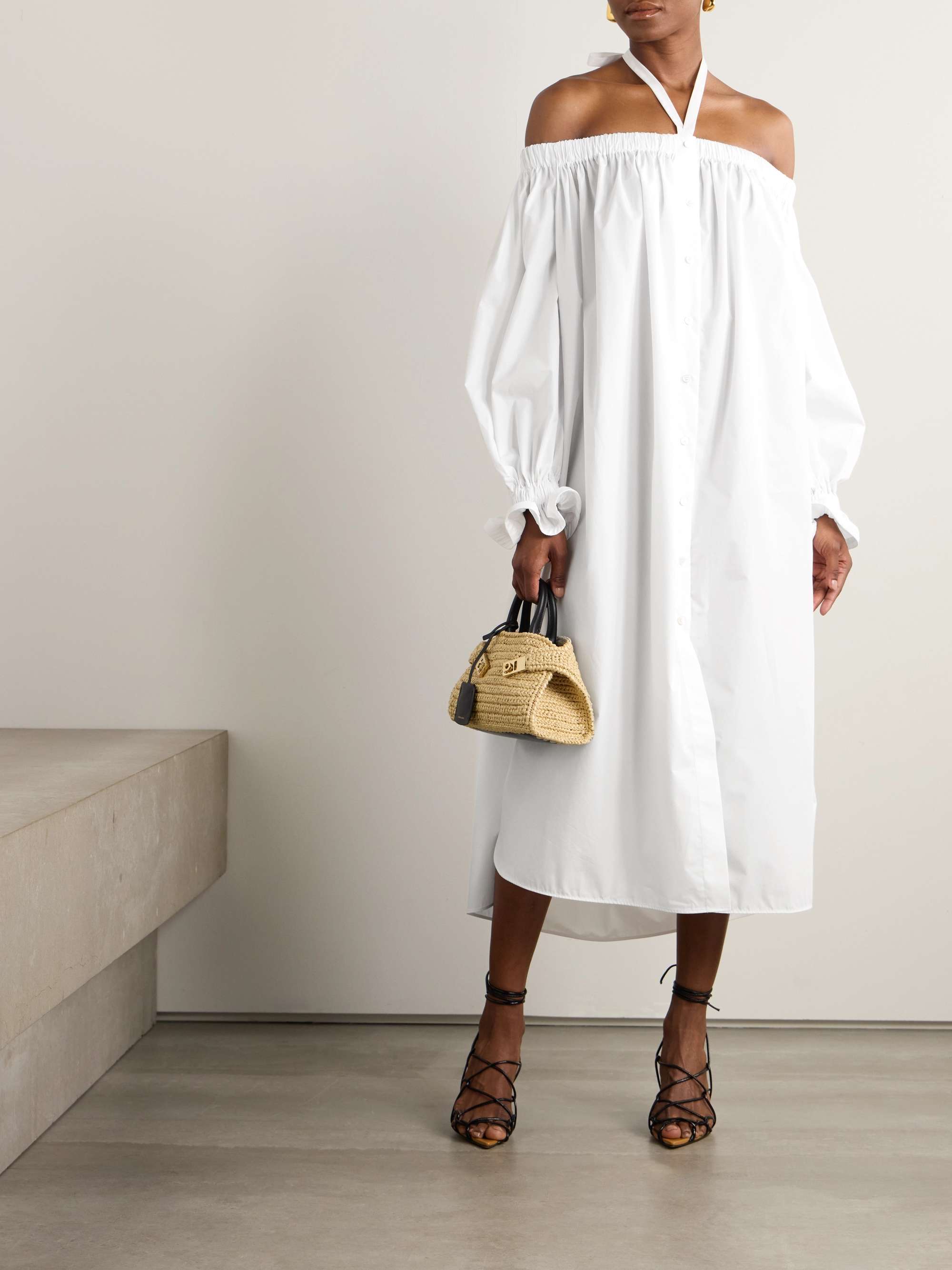 AZ FACTORY + Lutz Huelle Dara oversized off-the-shoulder cotton-poplin ...