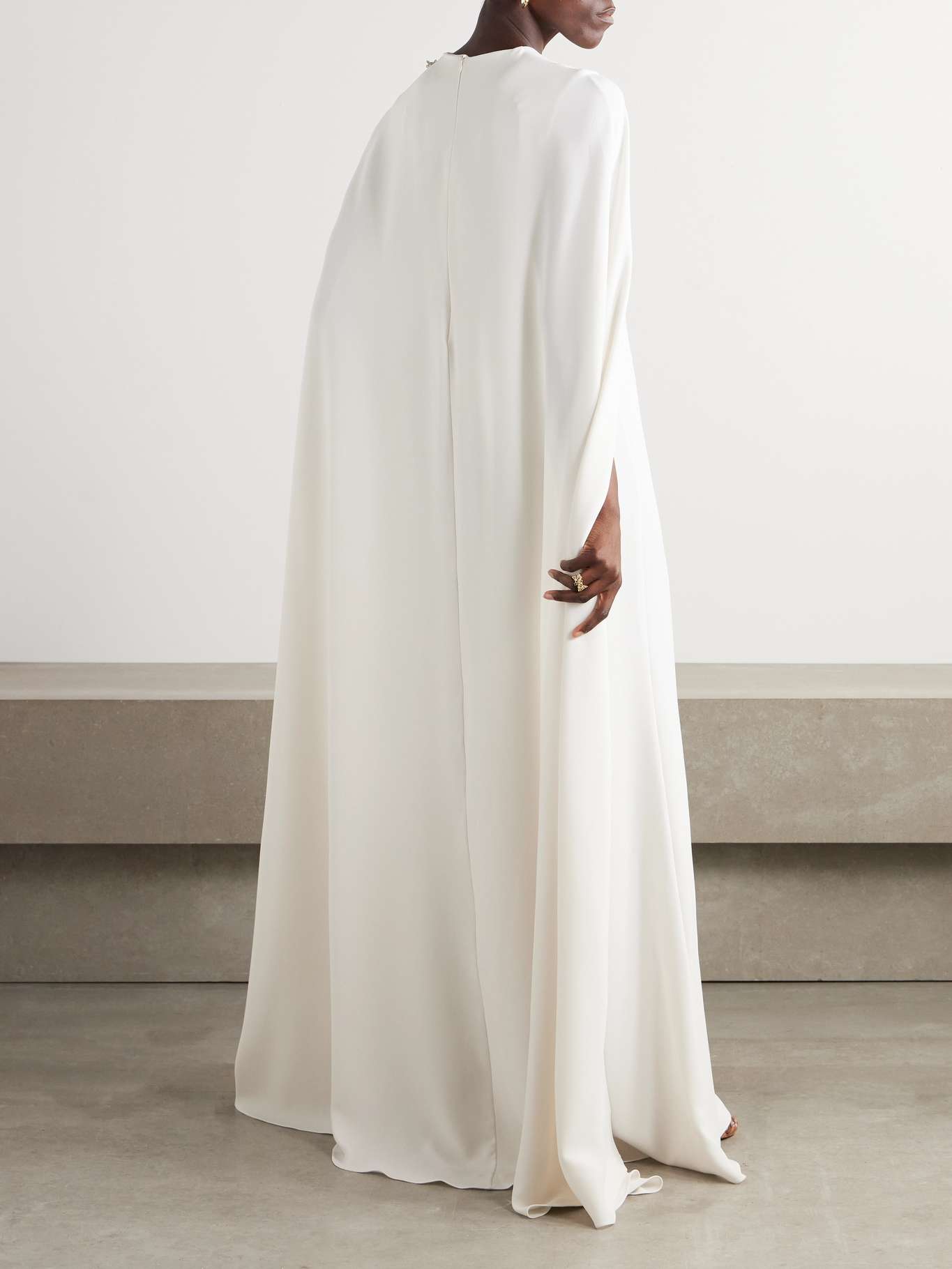 ZUHAIR MURAD Crystal-embellished cape-effect cady gown | NET-A-PORTER