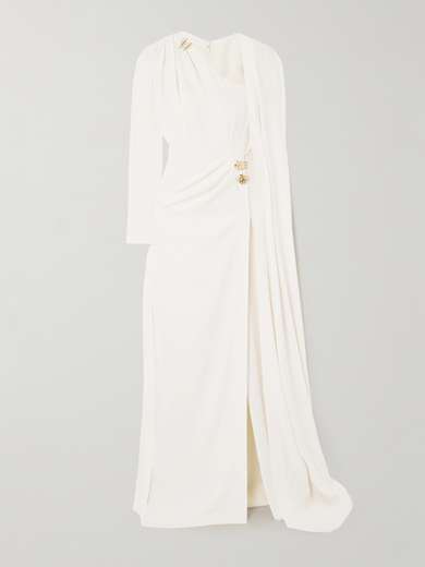 ZUHAIR MURAD Asymmetric cape-effect embellished cady gown | NET-A-PORTER