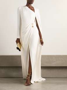 ZUHAIR MURAD Asymmetric cape-effect embellished cady gown | NET-A-PORTER