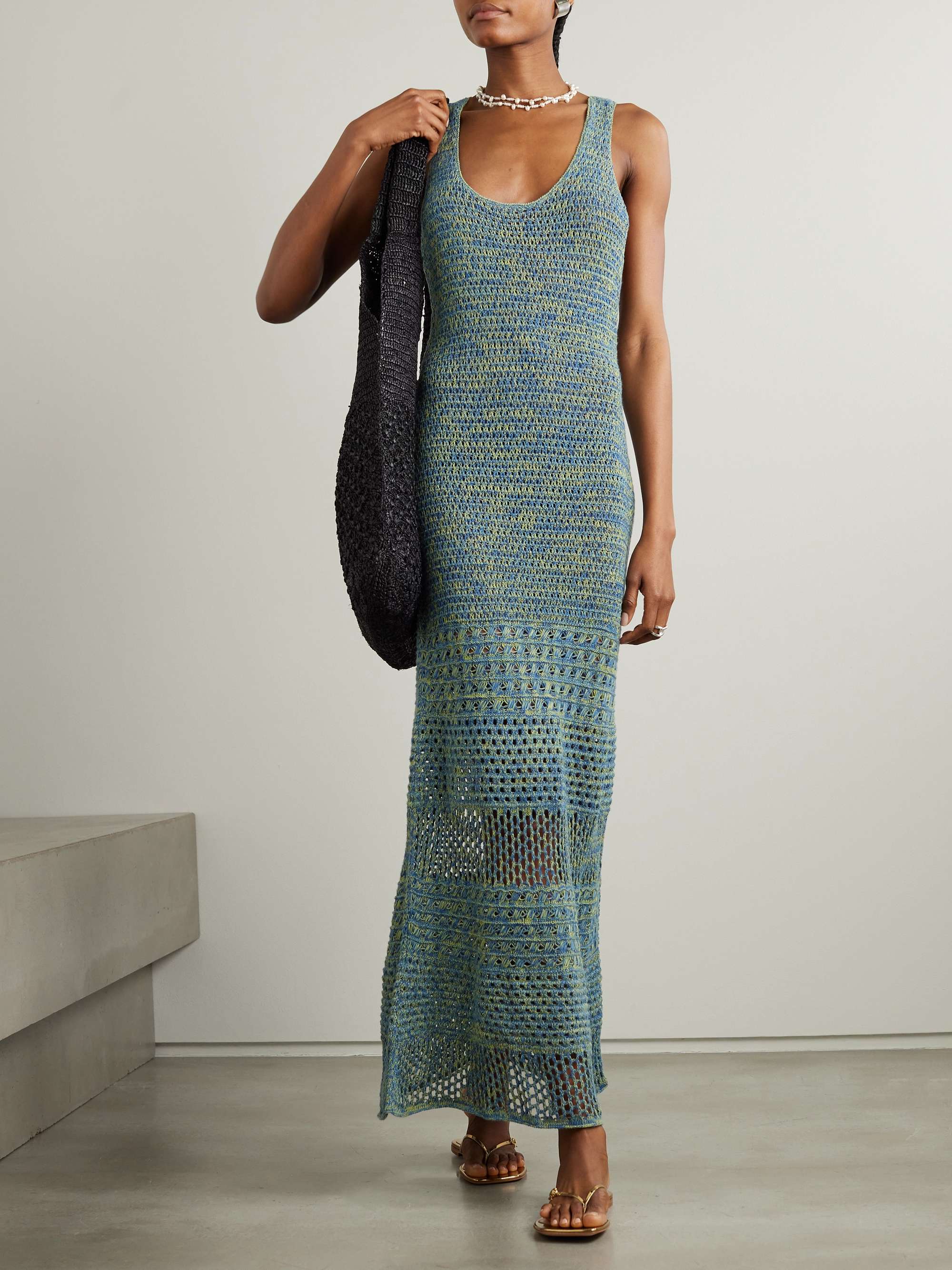 ESCVDO Twist-back pointelle-knit cotton maxi dress | NET-A-PORTER