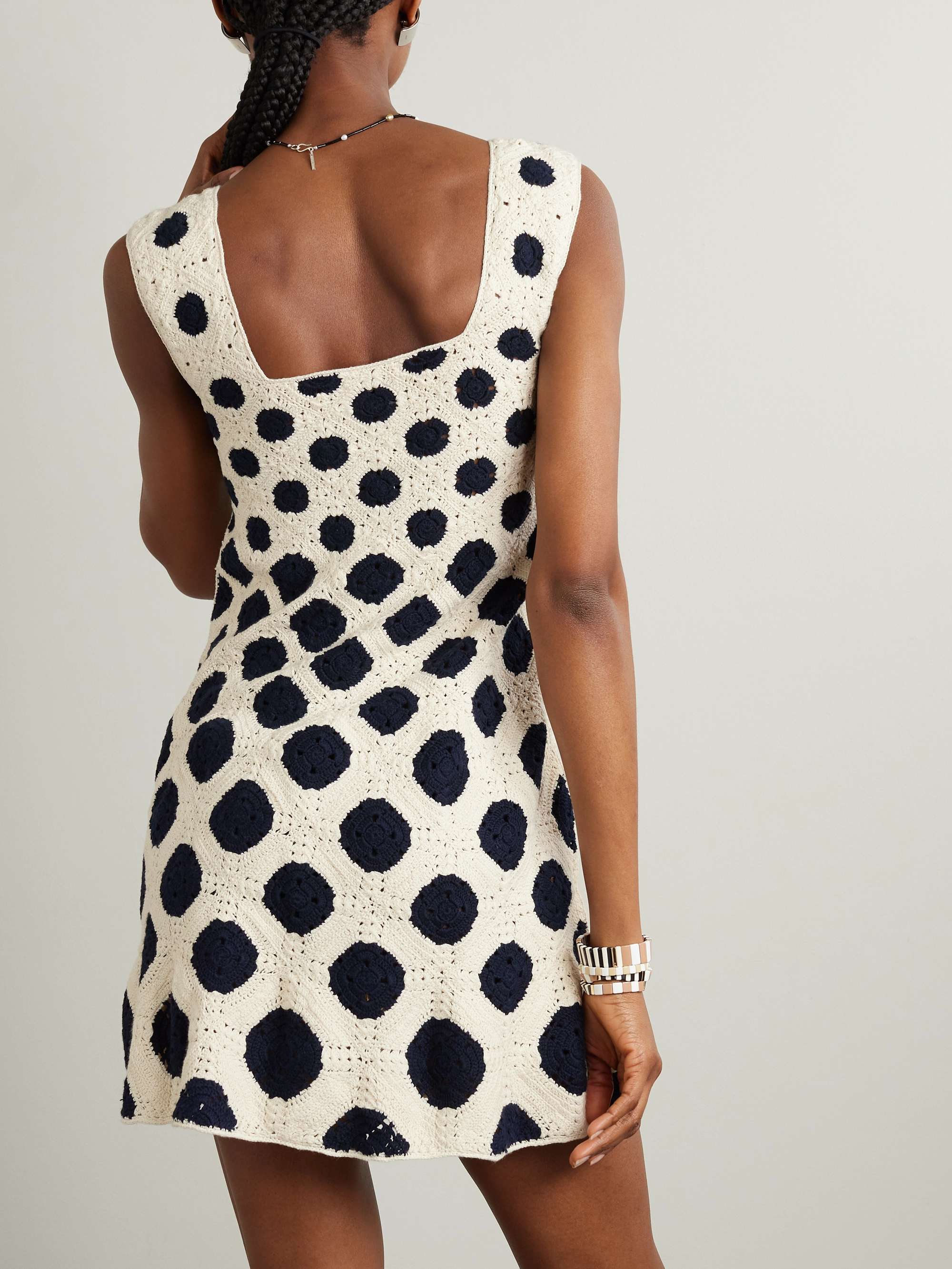 ESCVDO Azucena polka-dot crocheted cotton mini dress | NET-A-PORTER