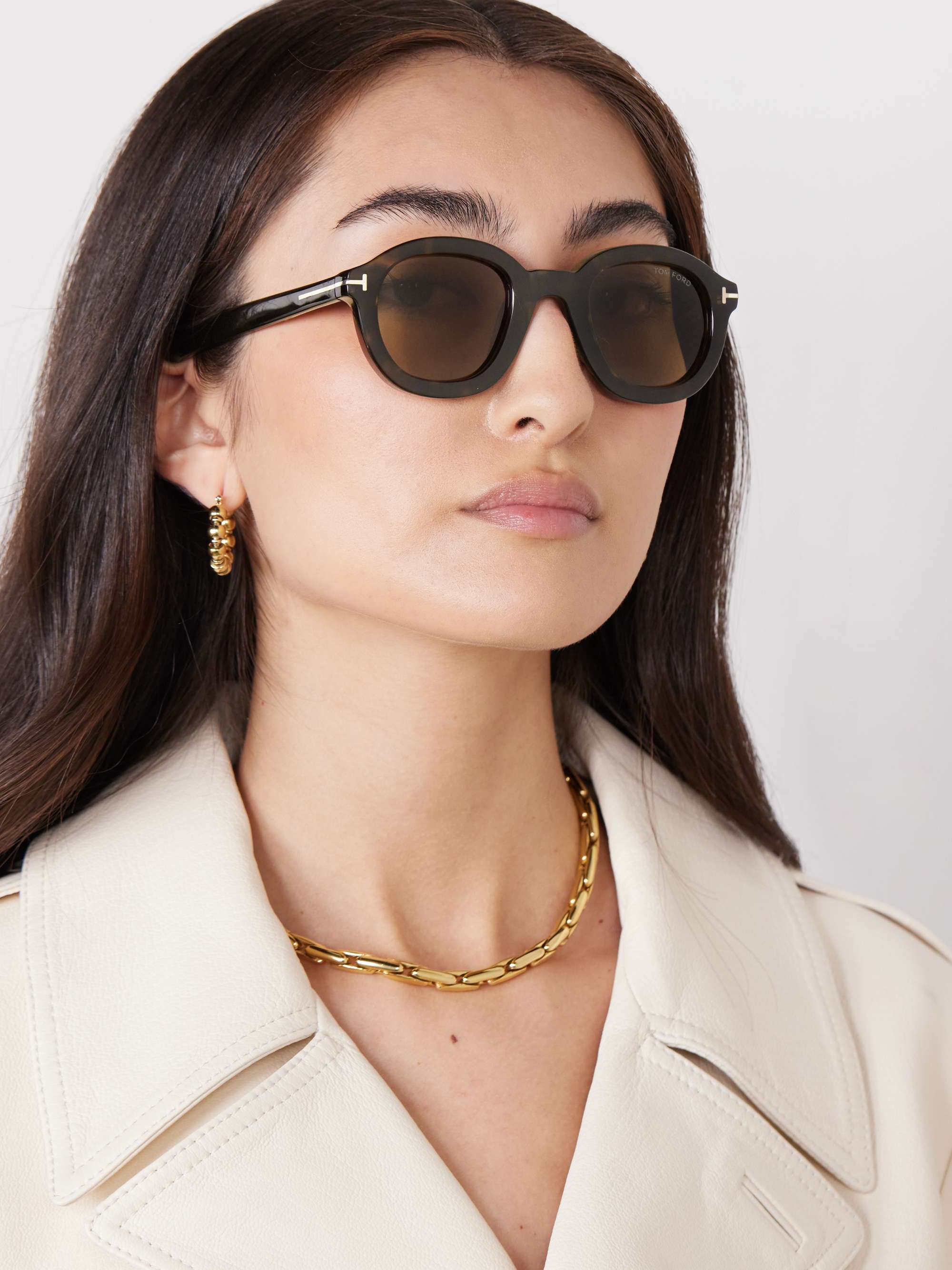 TOM FORD EYEWEAR Raffa round-frame tortoiseshell acetate sunglasses ...