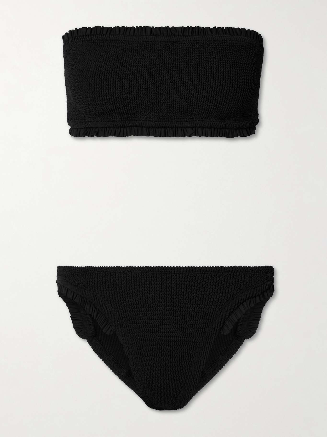 HUNZA G Tracey Frill ruffled seersucker bandeau bikini | NET-A-PORTER
