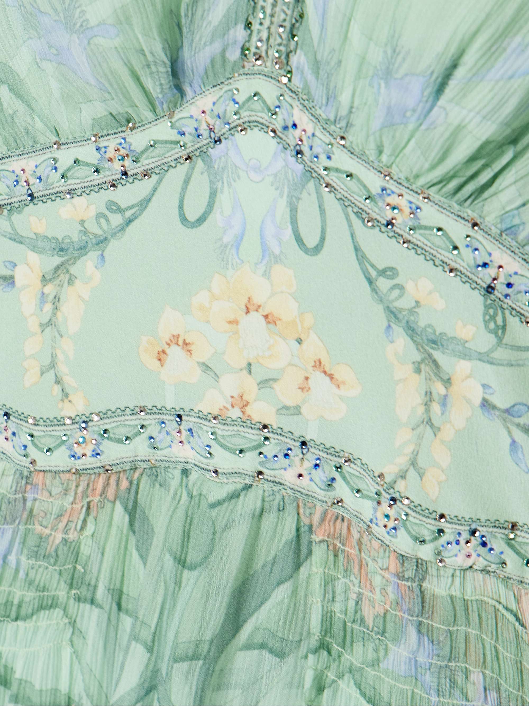 CAMILLA Crystal-embellished floral-print silk-crepon and crepe de chine ...