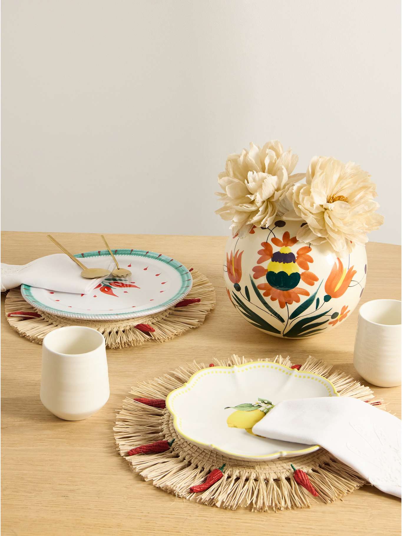 AQUAZZURA CASA Chilli set of two fringed raffia placemats | NET-A-PORTER