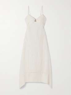 SIMKHAI Val cut-out embroidered linen midi dress | NET-A-PORTER