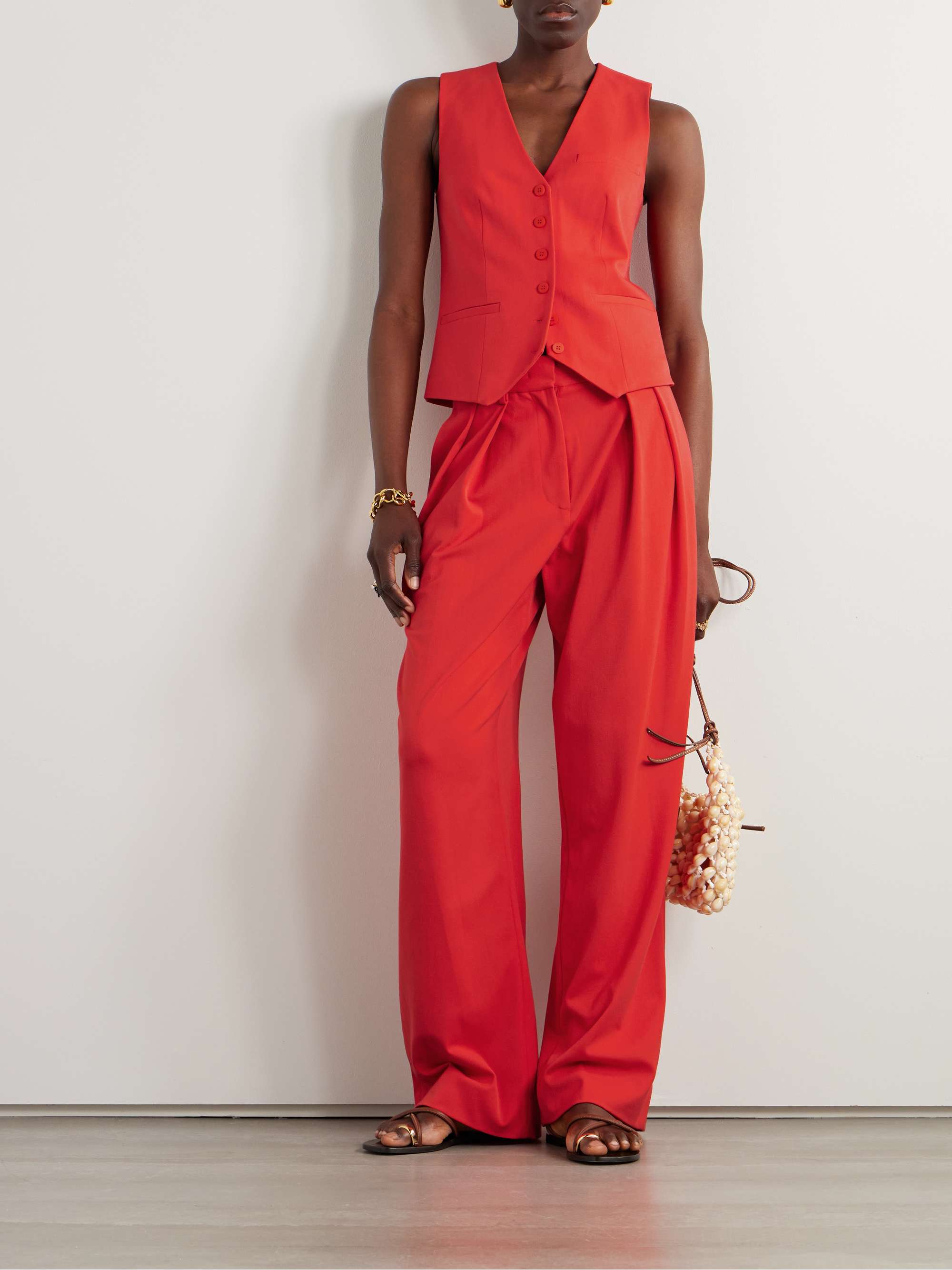 STAUD Luisa pleated twill wide-leg pants | NET-A-PORTER