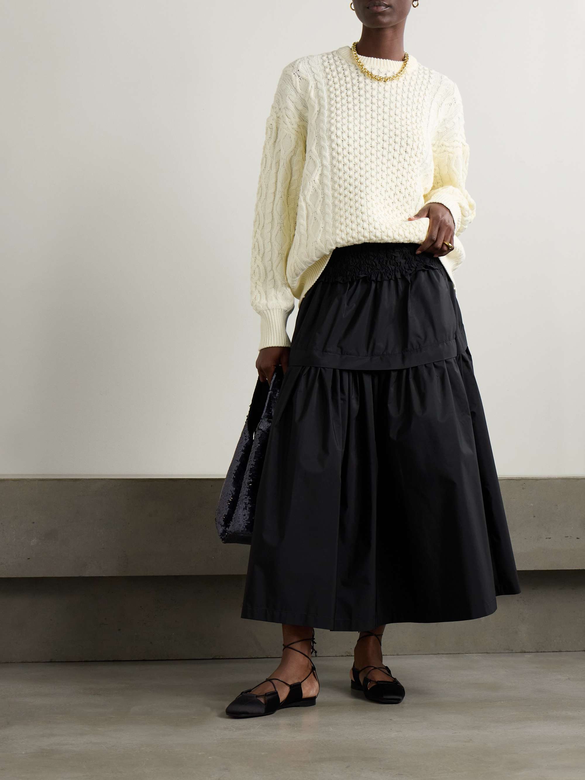 STAUD Tracy oversized cable-knit cotton-blend sweater | NET-A-PORTER