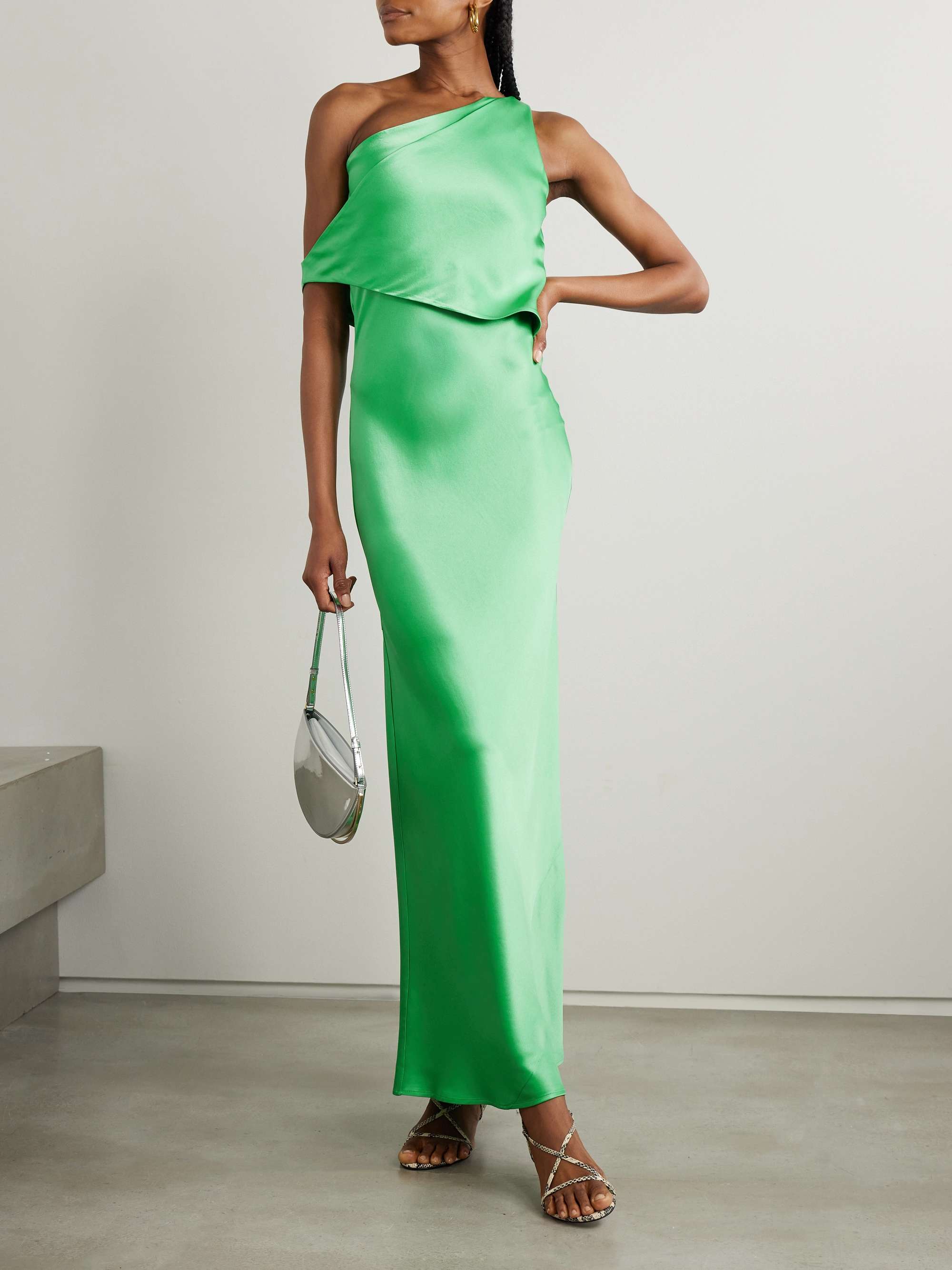 STAUD Naomi one-shoulder layered satin maxi dress | NET-A-PORTER