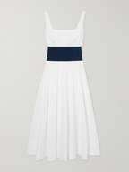 STAUD Rig paneled pleated stretch-cotton poplin midi dress | NET-A-PORTER