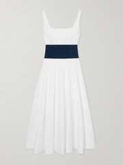 STAUD Rig paneled pleated stretch-cotton poplin midi dress | NET-A-PORTER