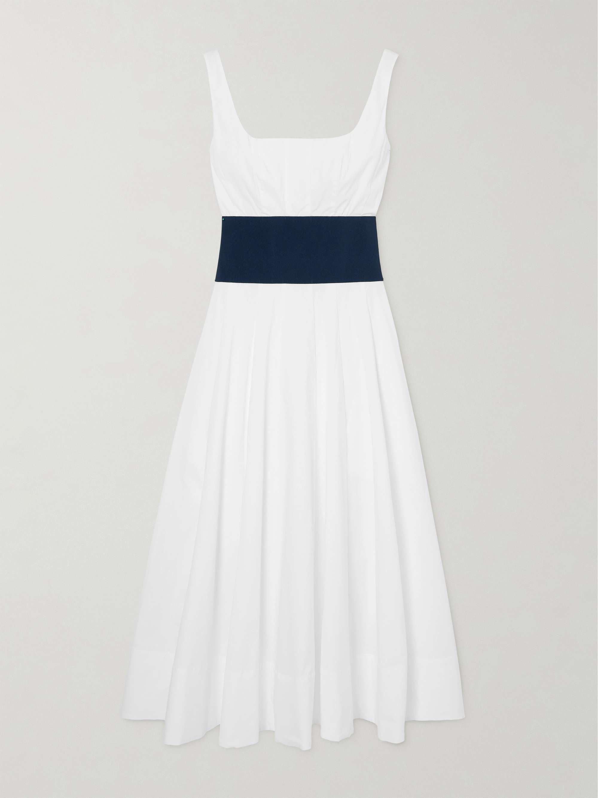 STAUD Rig paneled pleated stretch-cotton poplin midi dress | NET-A-PORTER