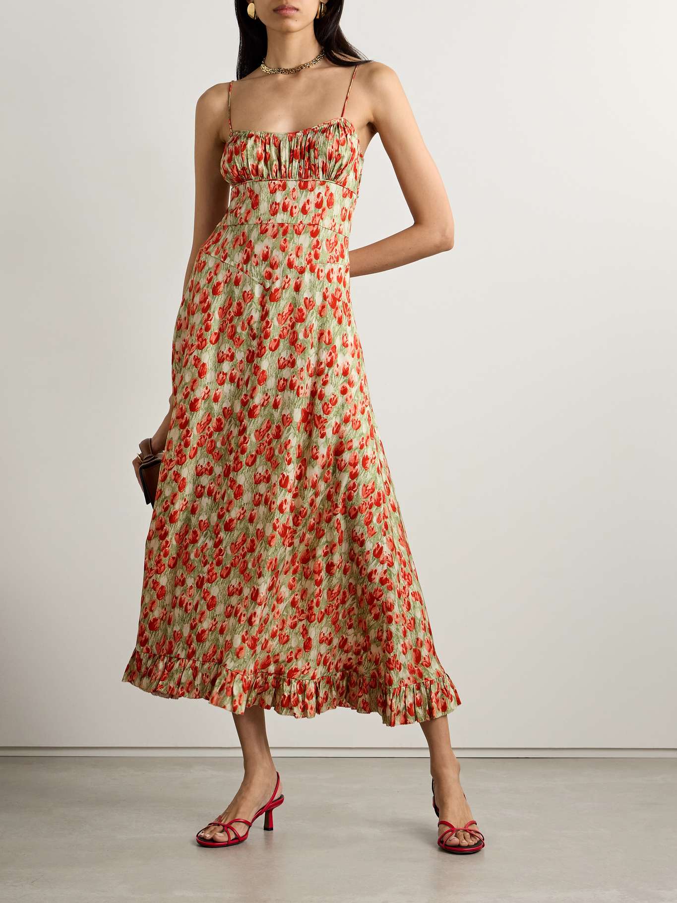 DÔEN Rosaria floral-print silk-blend midi dress | NET-A-PORTER