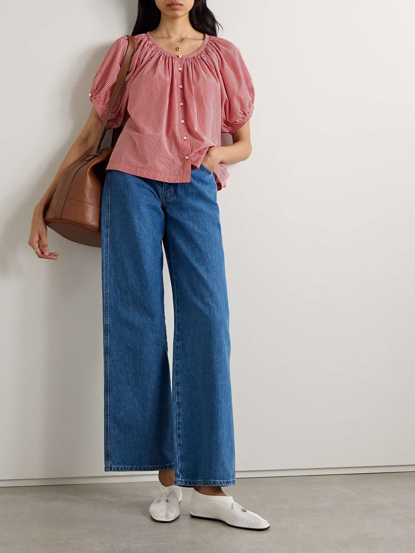 DÔEN June gathered gingham organic cotton-voile blouse | NET-A-PORTER