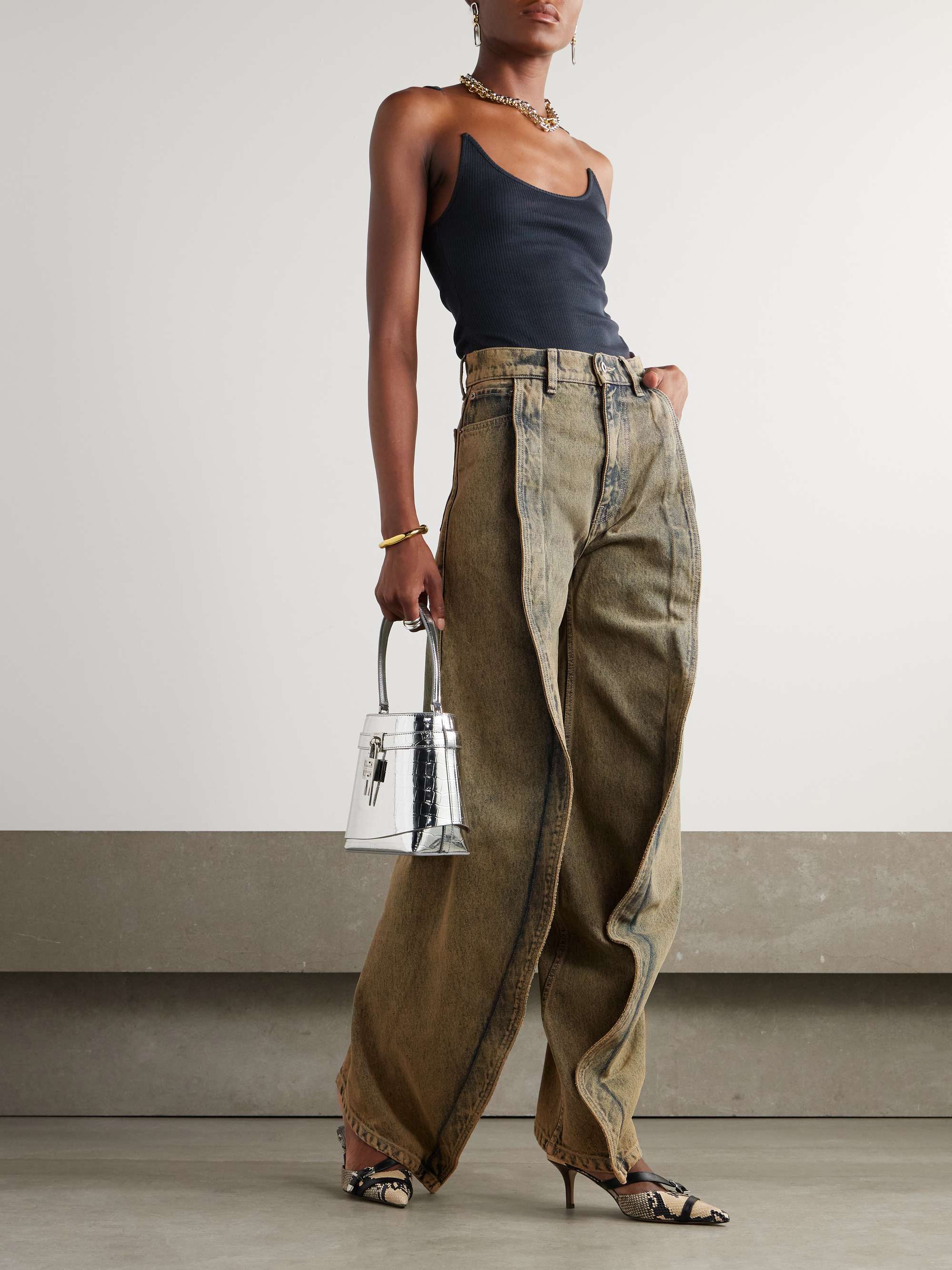 Y/PROJECT Evergreen layered ruffled high-rise wide-leg organic jeans ...