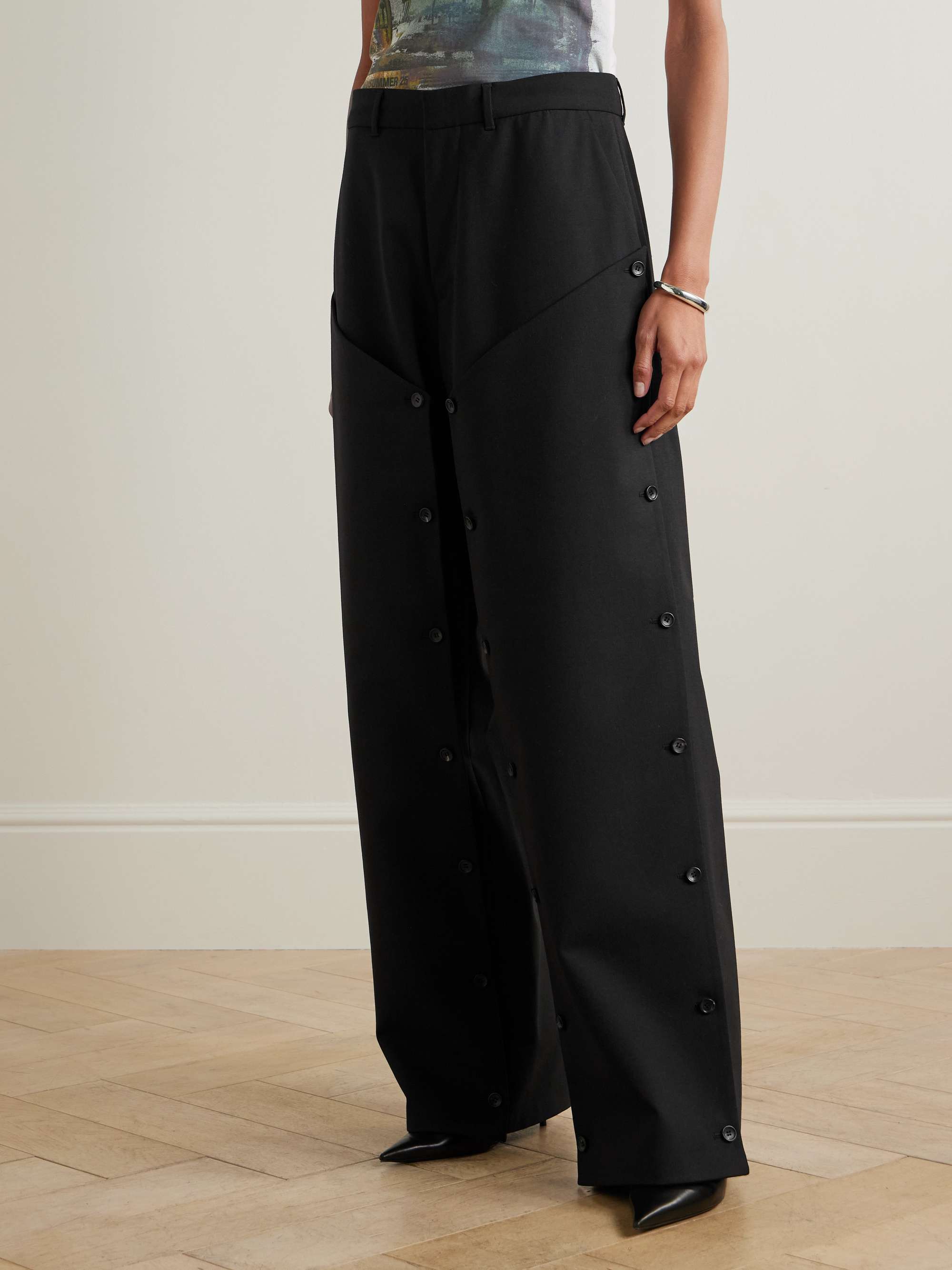 Y/PROJECT Convertible layered crepe wide-leg pants | NET-A-PORTER