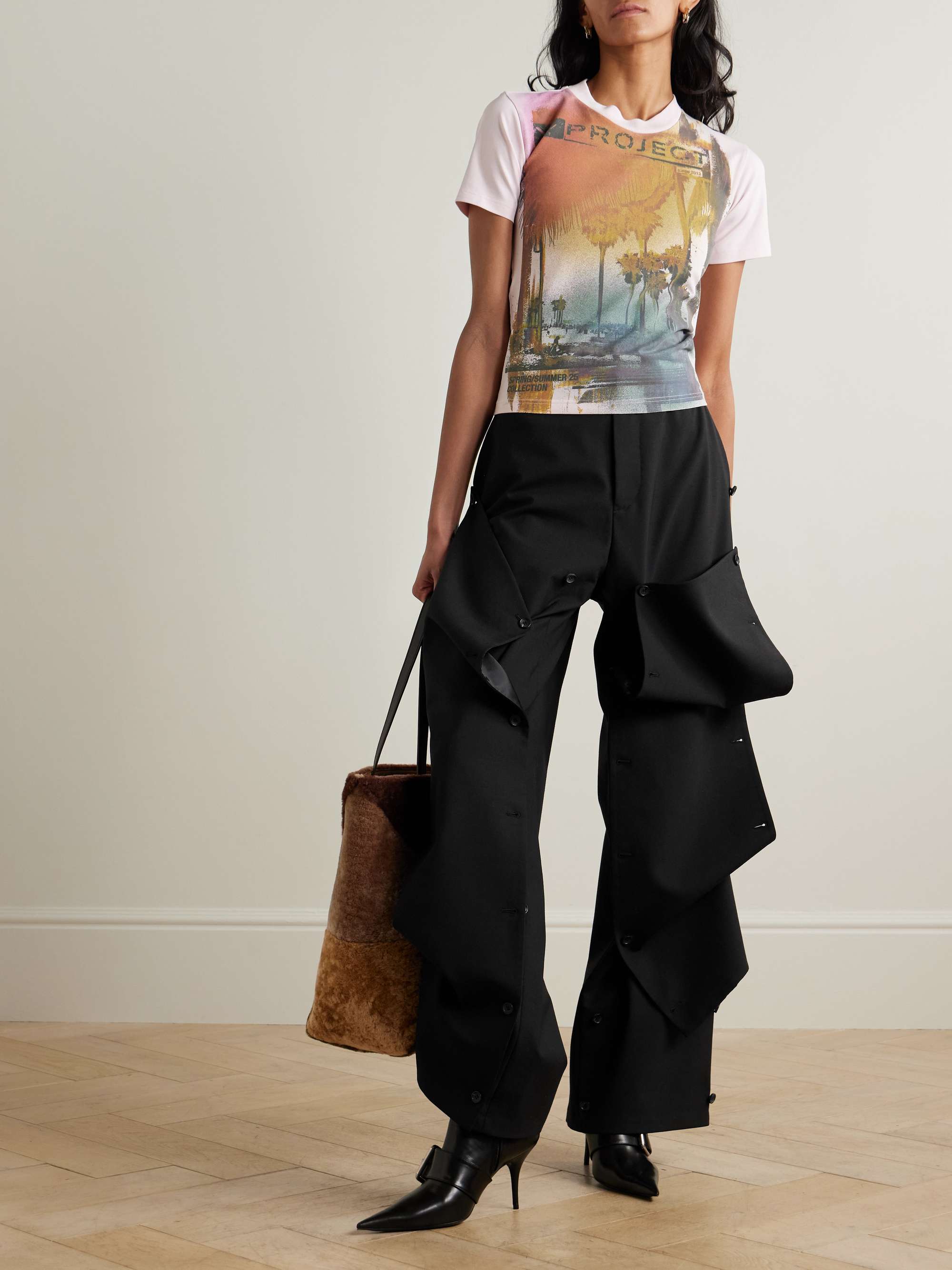 Y/PROJECT Convertible layered crepe wide-leg pants | NET-A-PORTER