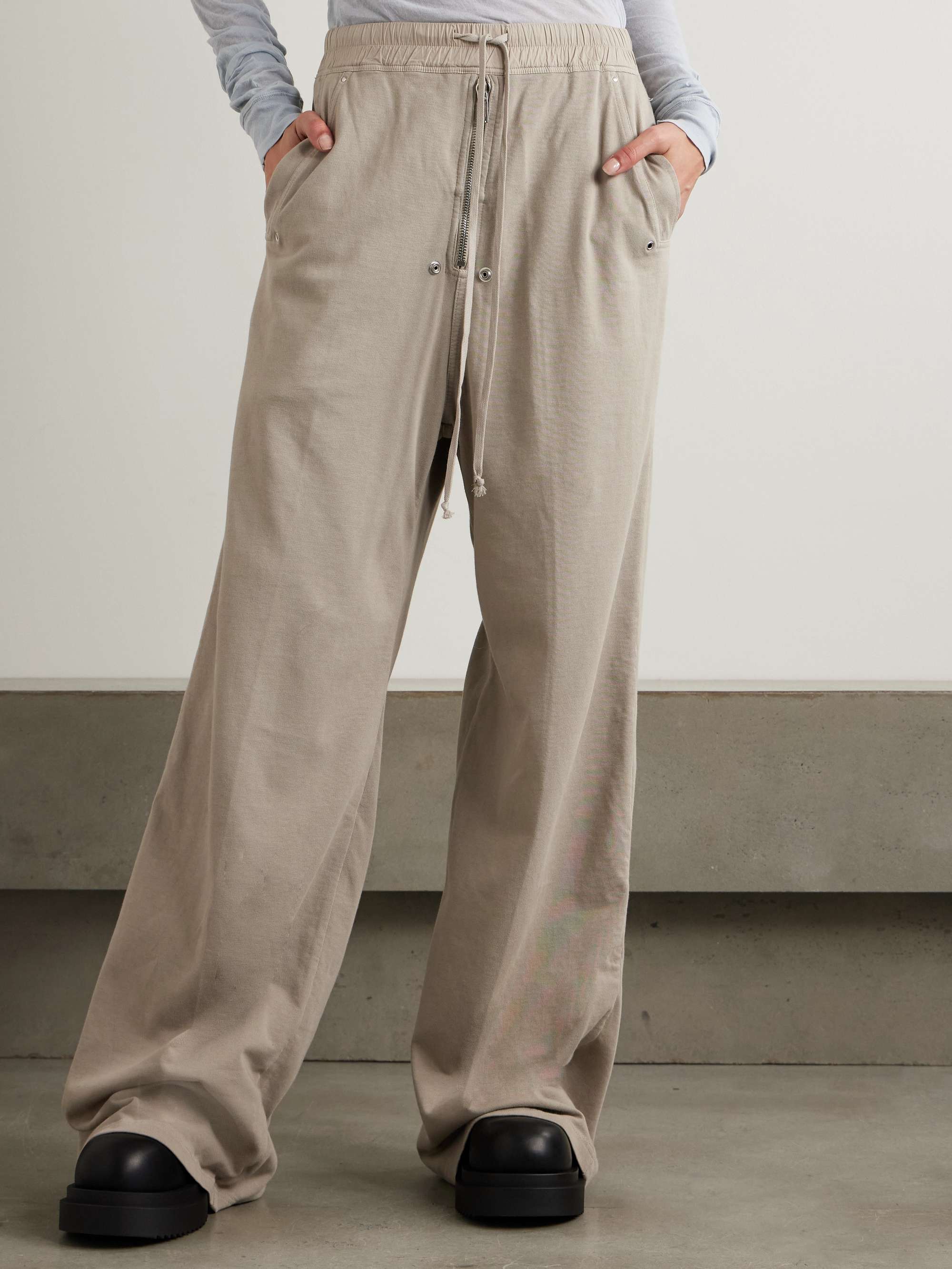 RICK OWENS Eyelet-embellished cotton wide-leg pants | NET-A-PORTER