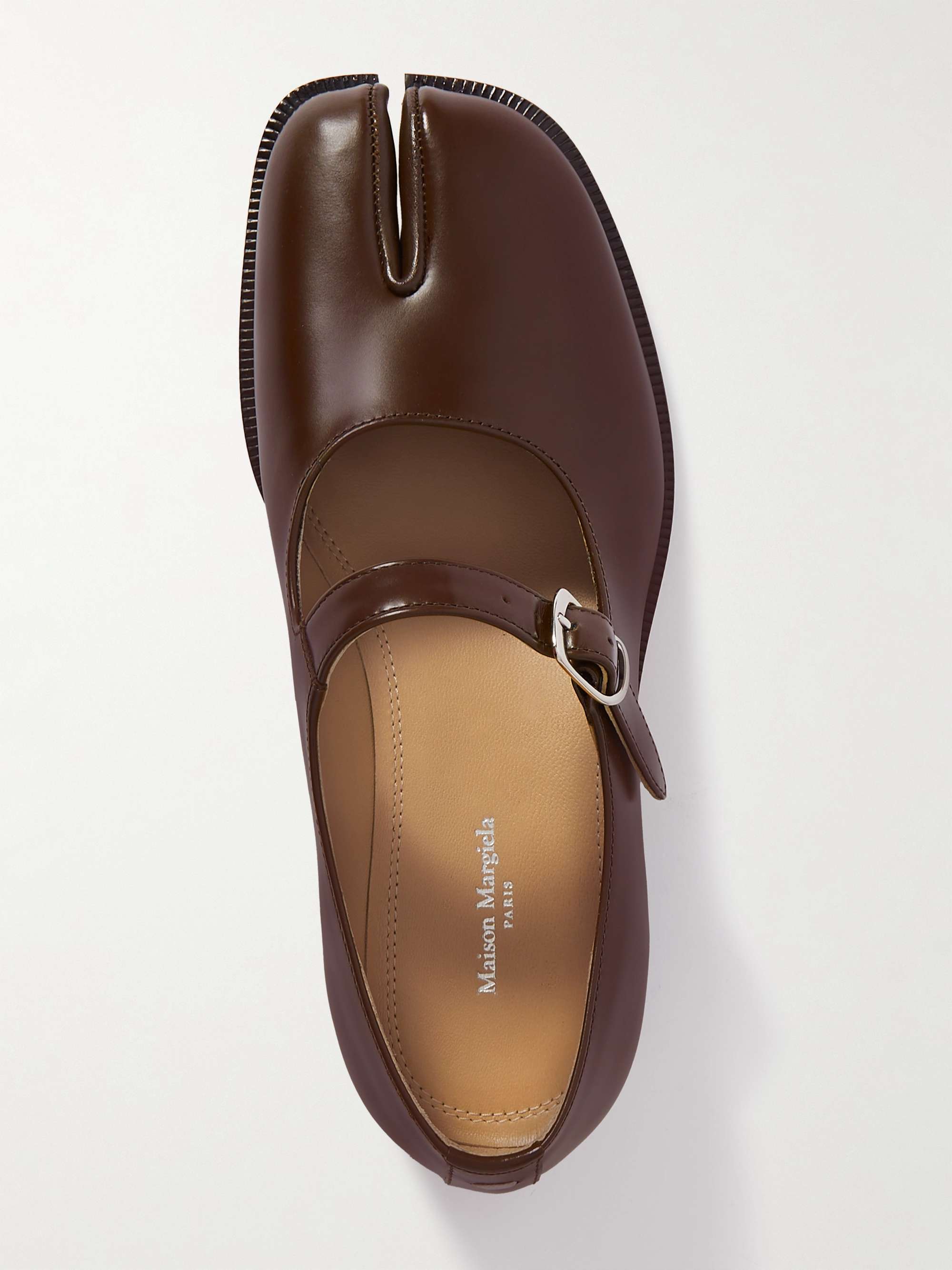 MAISON MARGIELA Tabi split-toe leather Mary Jane flats | NET-A-PORTER