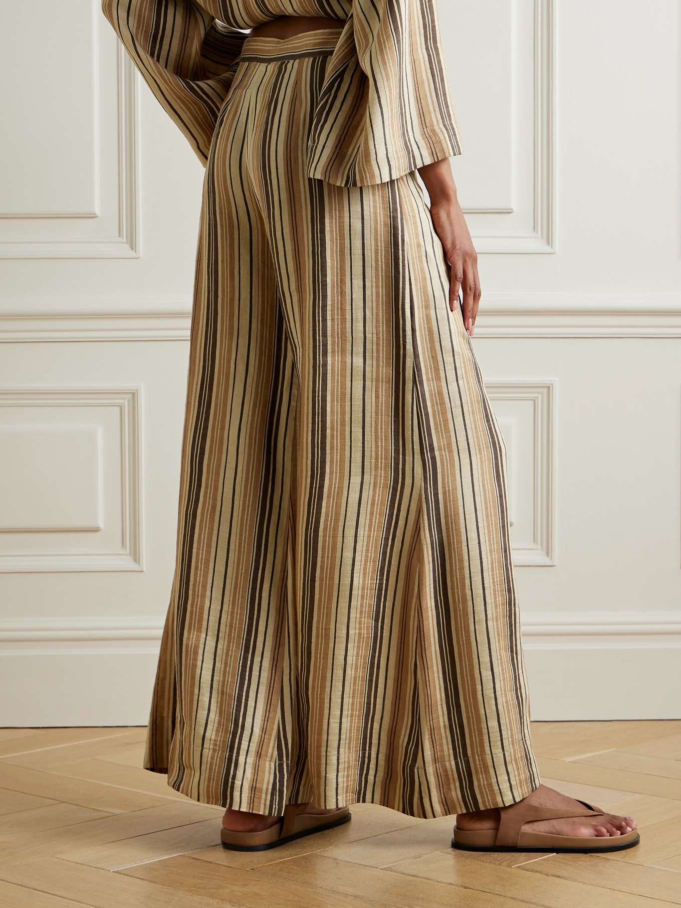 LISA MARIE FERNANDEZ Striped linen-blend wide-leg pants | NET-A-PORTER