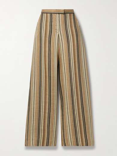 LISA MARIE FERNANDEZ Striped linen-blend wide-leg pants | NET-A-PORTER