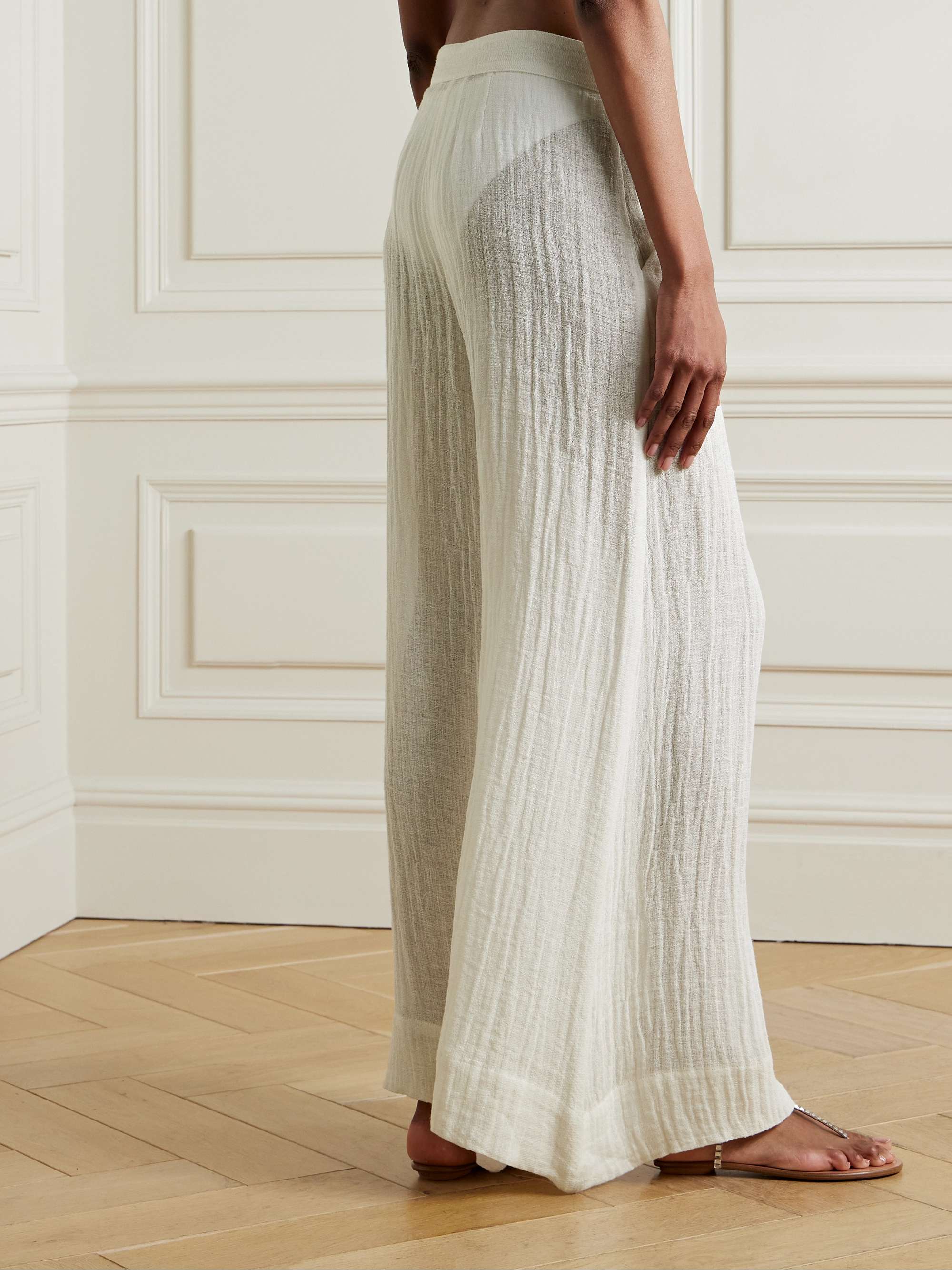 LISA MARIE FERNANDEZ Crinkled linen-blend gauze wide-leg pants | NET-A ...