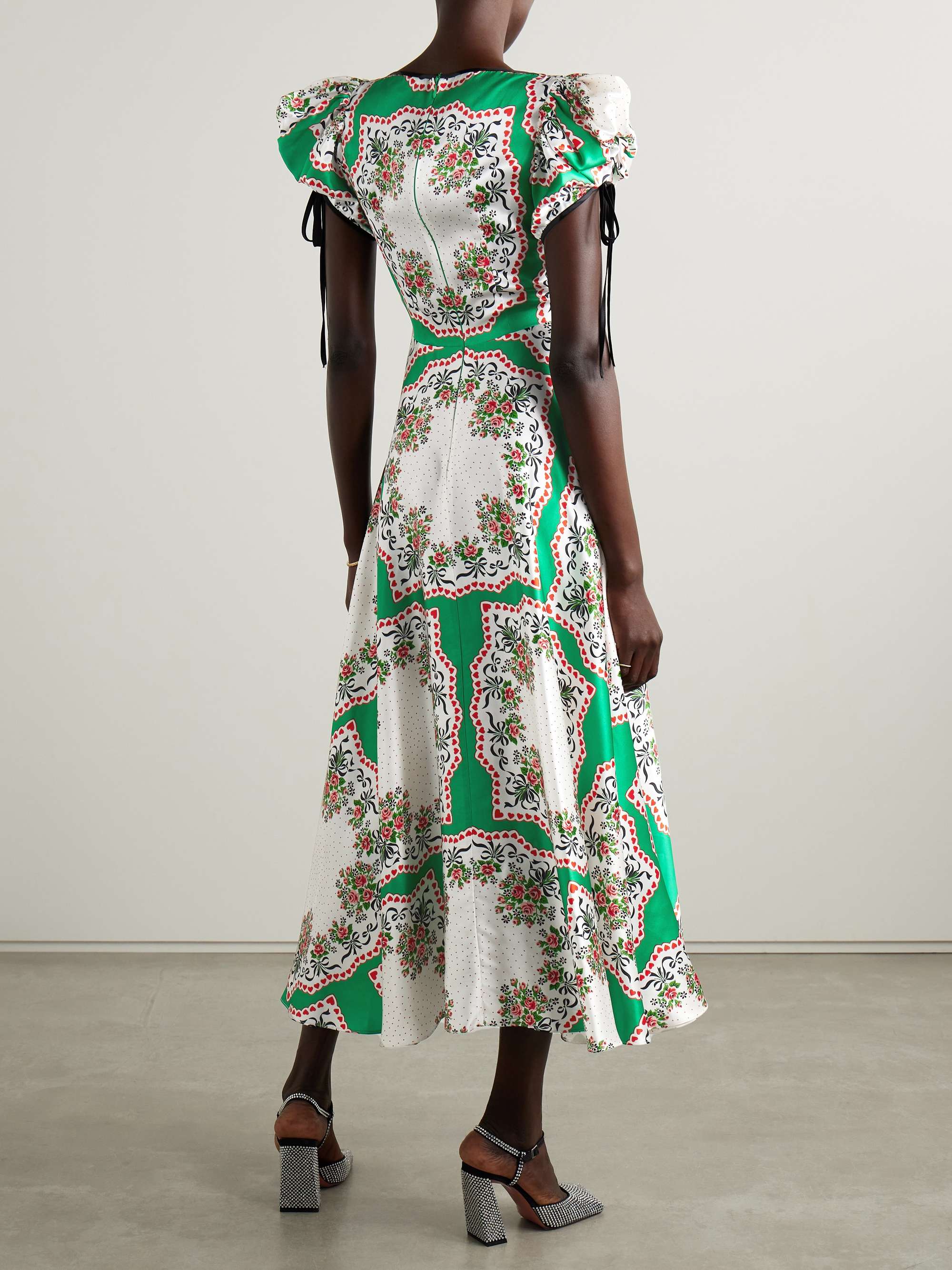 RODARTE Printed silk-satin midi dress | NET-A-PORTER