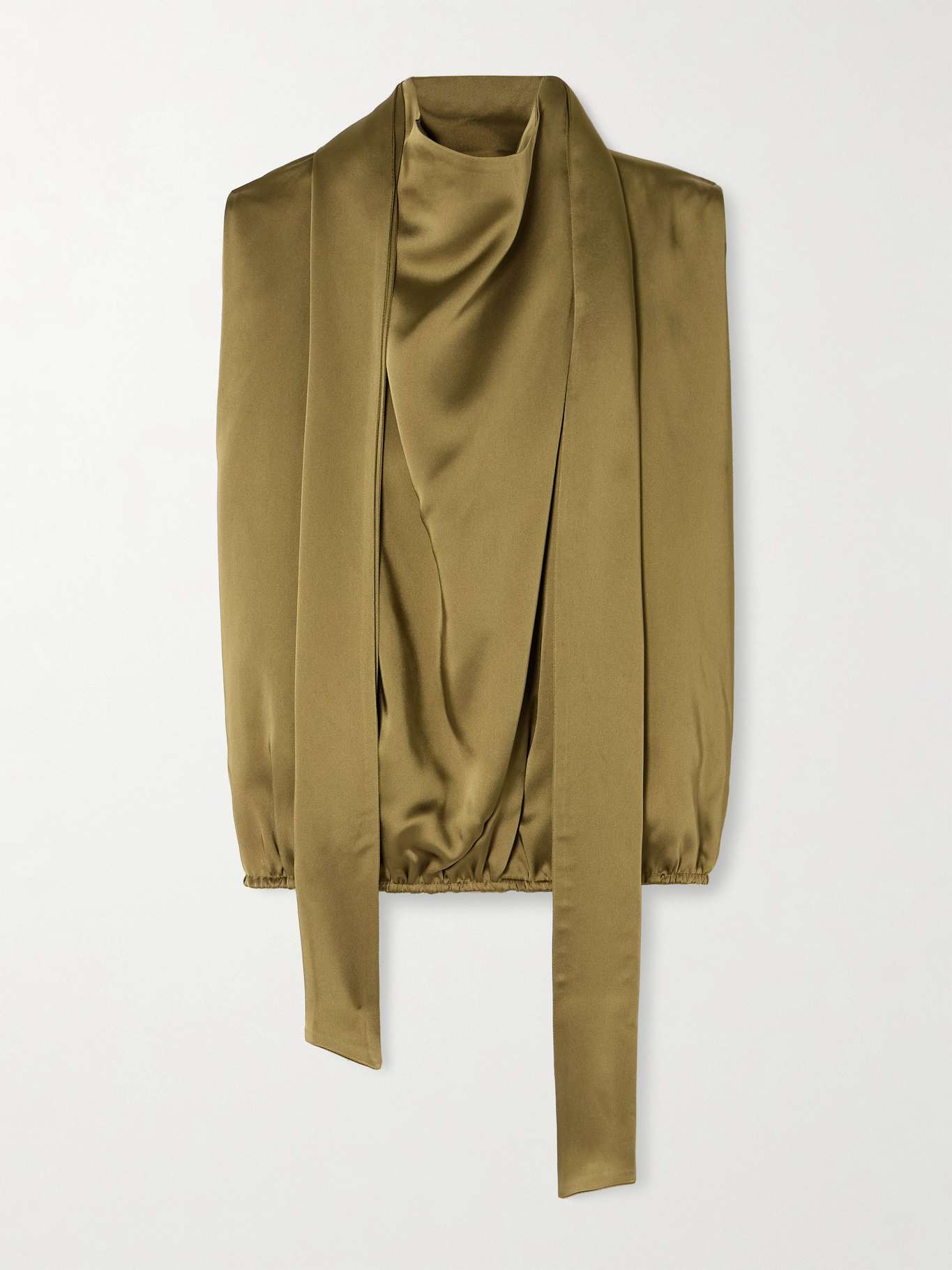 PETAR PETROV The Slippery tie-detailed draped open-back satin top | NET ...
